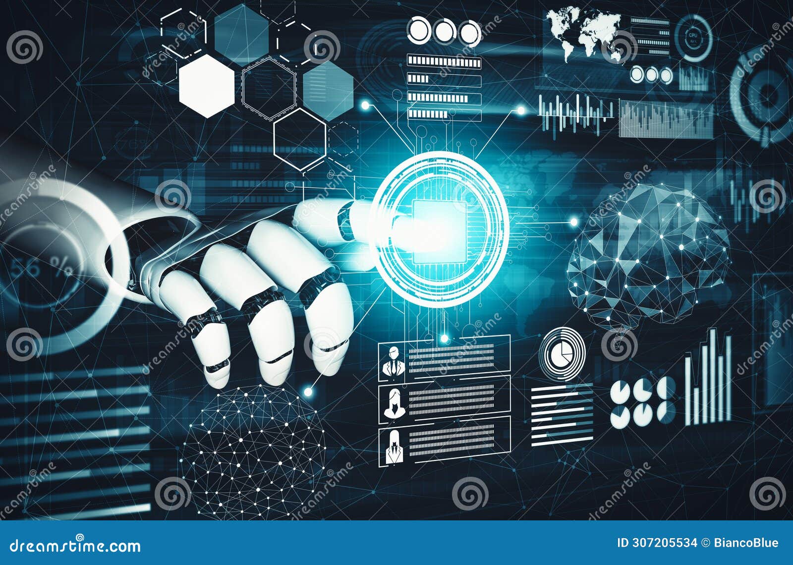 XAI Futuristic AI Thinking of Droid Robot Artificial Intelligence ...