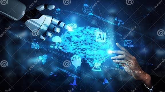 XAI Future Artificial Intelligence Robot and Cyborg. Stock Illustration ...