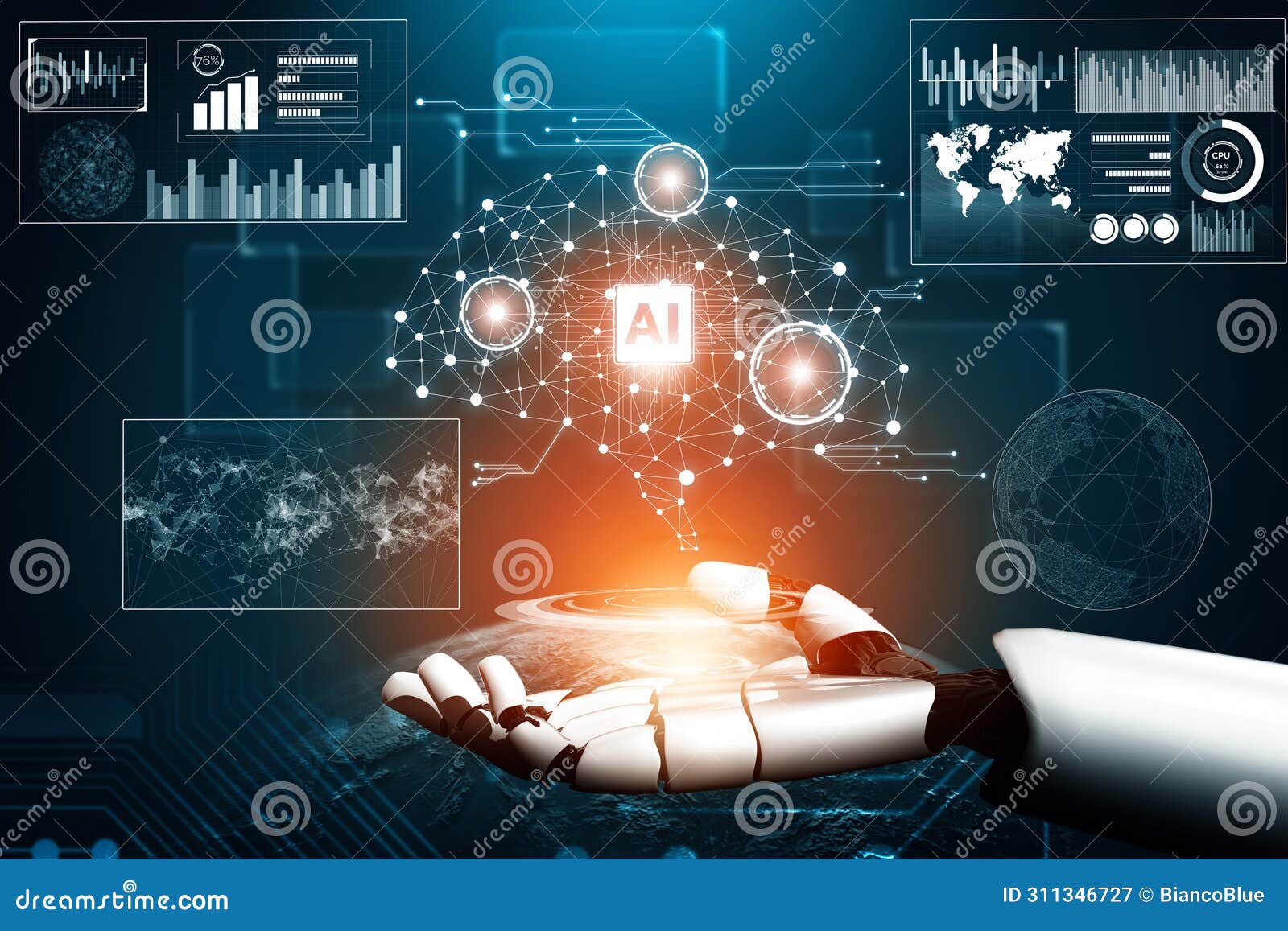 XAI Futuristic Robot Artificial Intelligence Concept. Stock ...