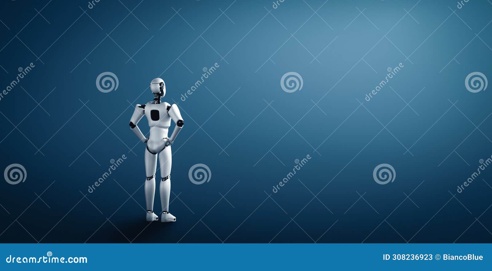 XAI Standing Humanoid Robot Looking Forward on Clean Background Stock ...