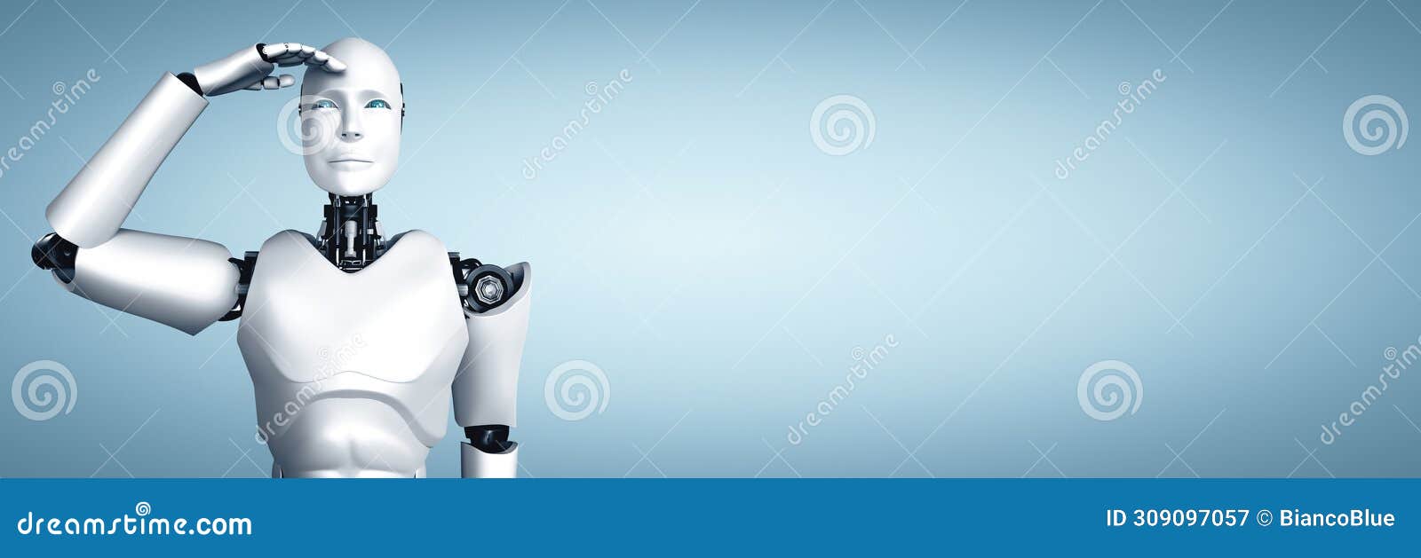 XAI Standing Humanoid Robot Looking Forward on Clean Background Stock ...