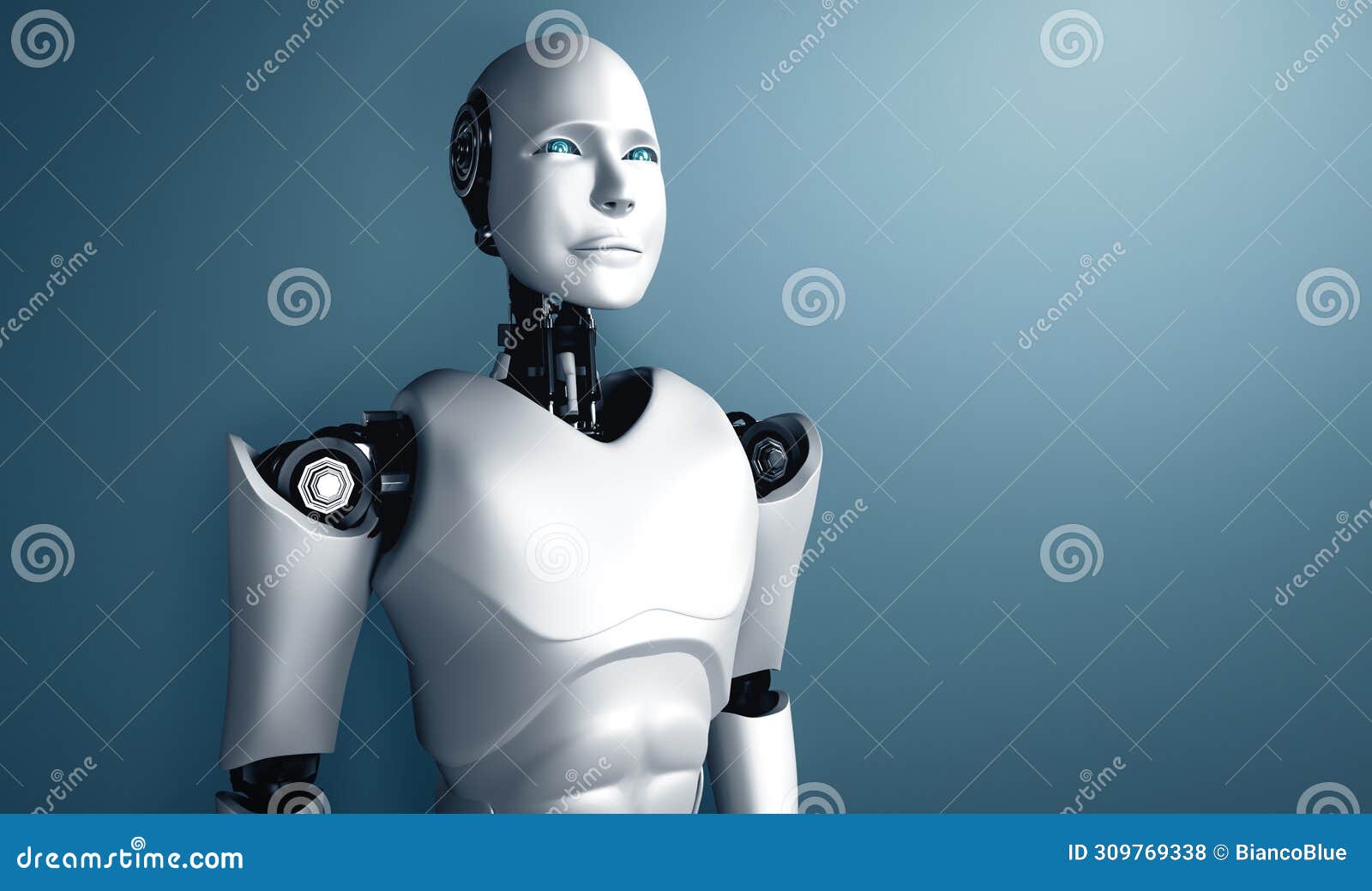 XAI Standing Humanoid Robot Looking Forward on Clean Background Stock ...