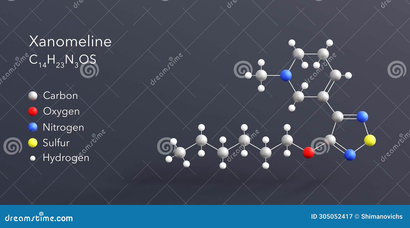Xanomeline Molecule 3d Rendering, Flat Molecular Structure with ...