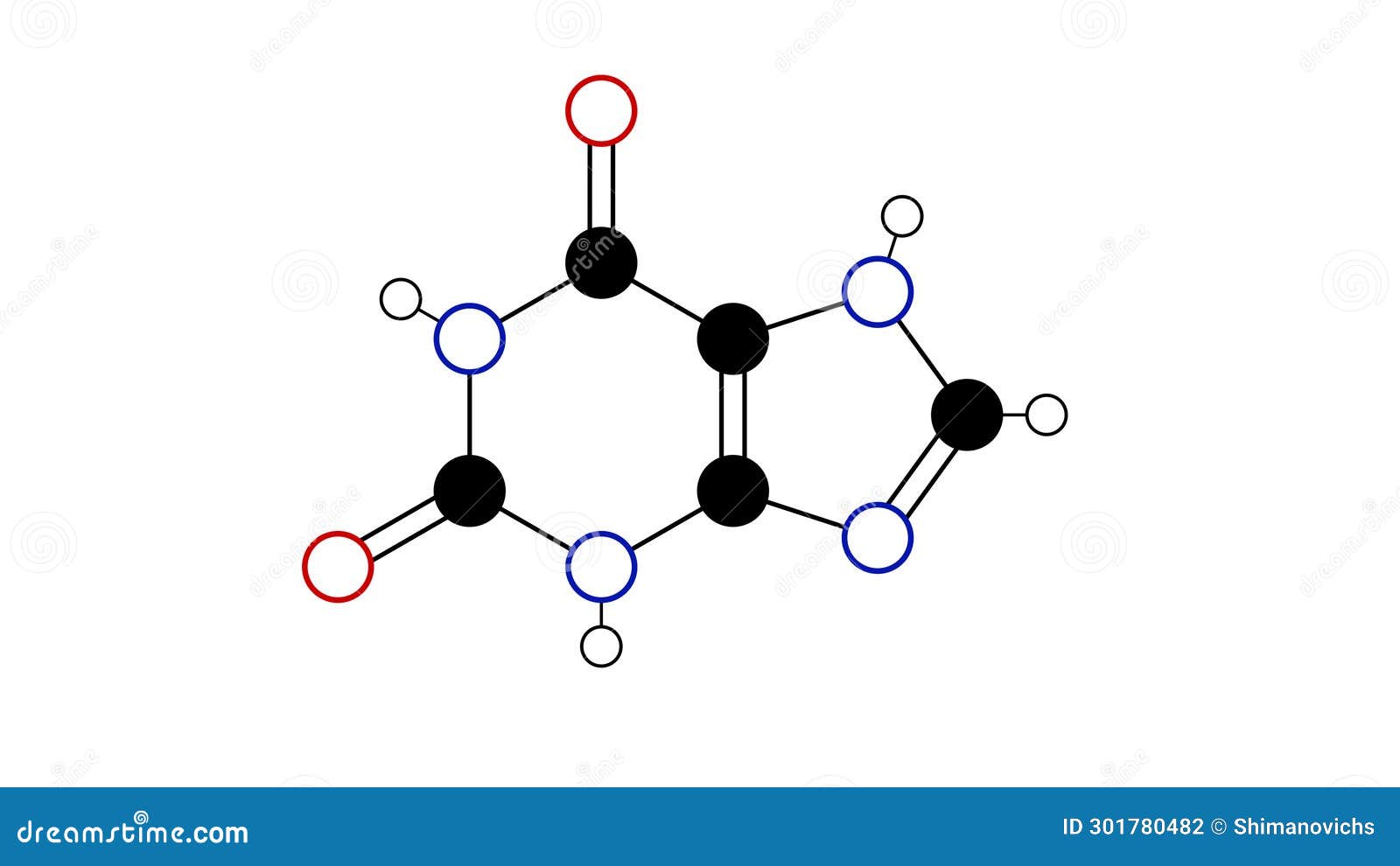 Xanthine Molecule, Molecular Structures, Archaically Xanthic Acid, 3d ...