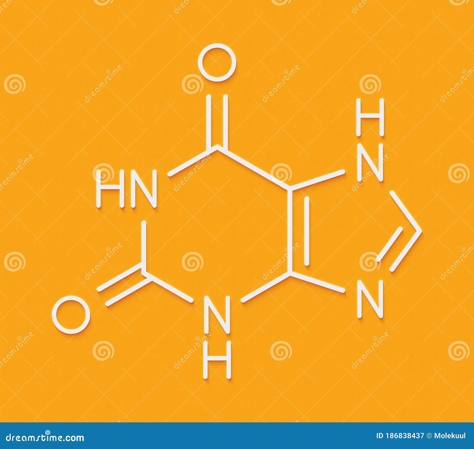 Xanthine, Xanthic Acid, Chemical Formula And Skeletal Structure Vector ...