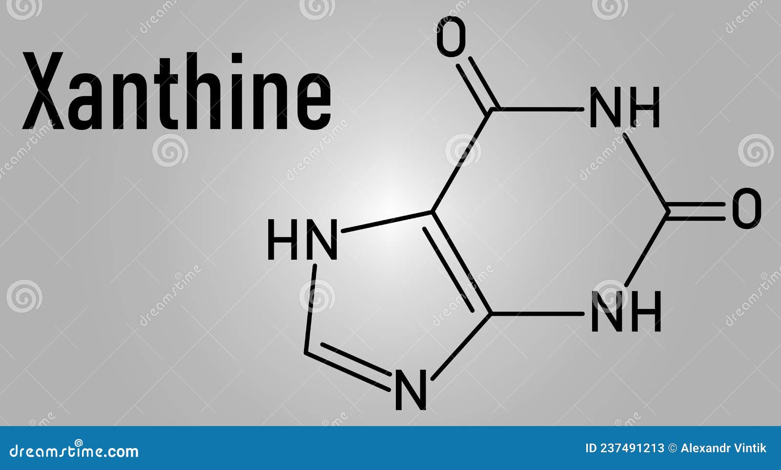 Xanthine Purine Base Molecule. Skeletal Formula Stock Vector ...