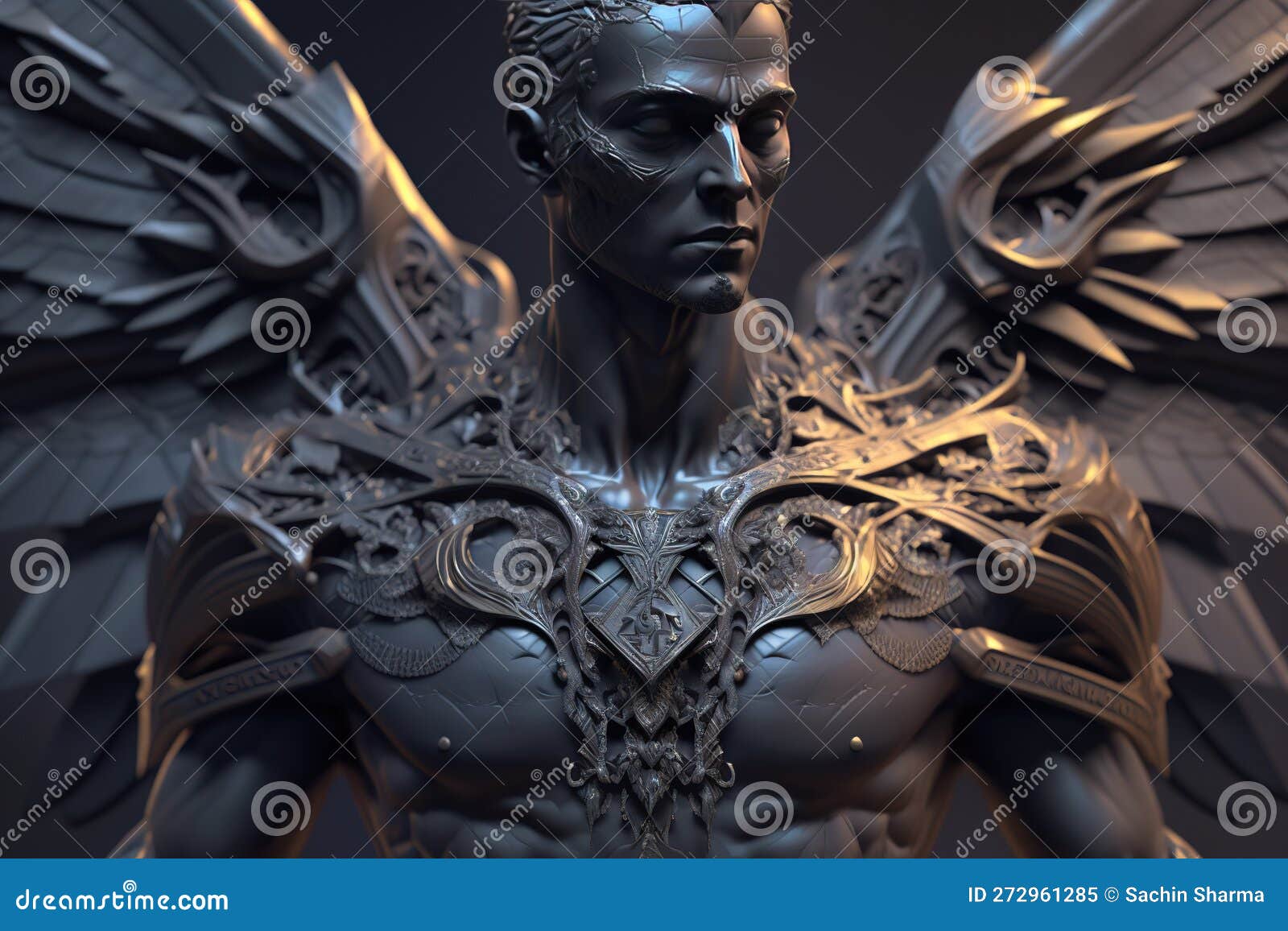 Xanthius Statue S Upper Body in Mesmerizing 3D Render Stock ...