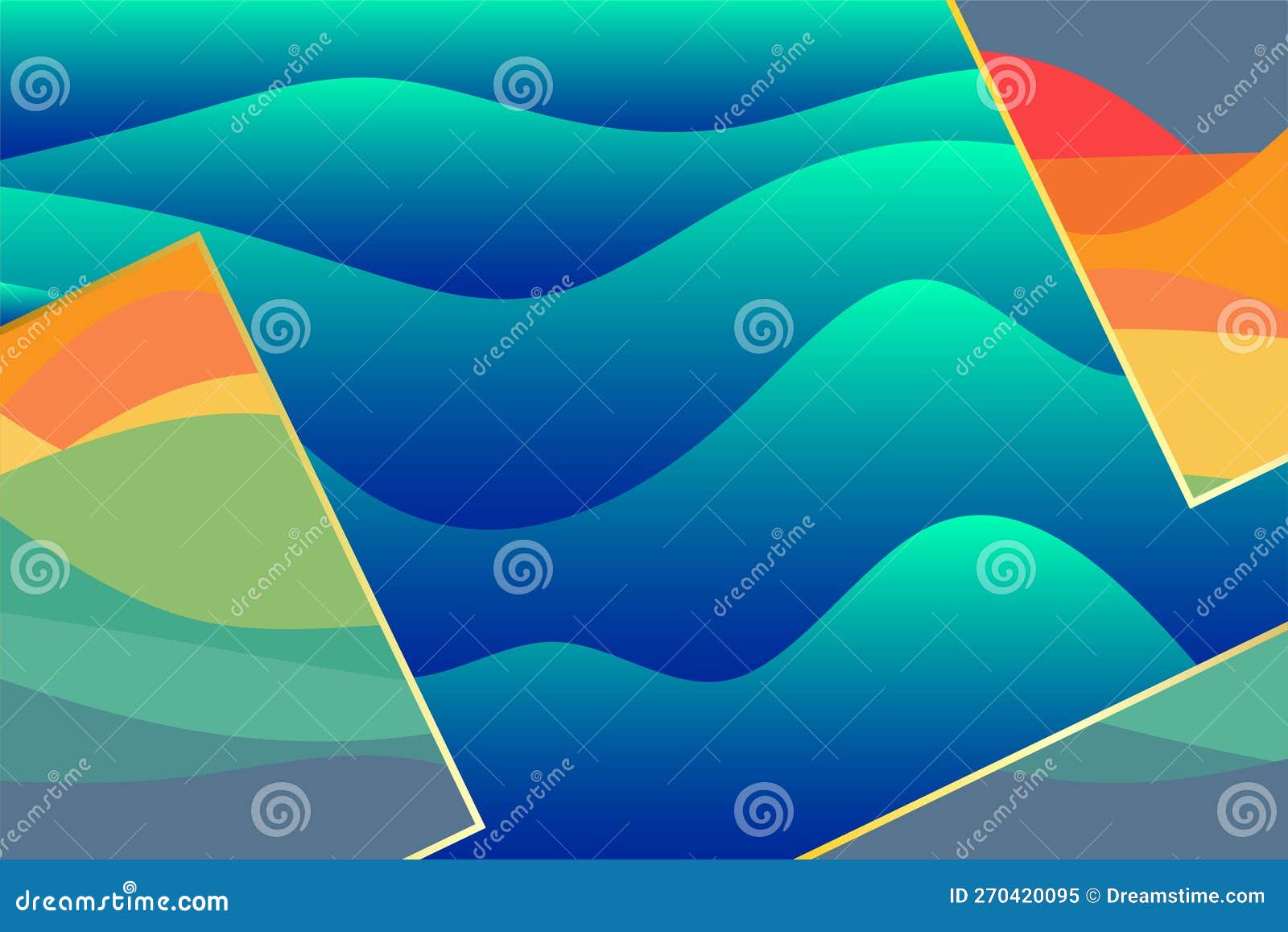 Abstract Background with Wave of Gradient Color Bars and Rectangular ...