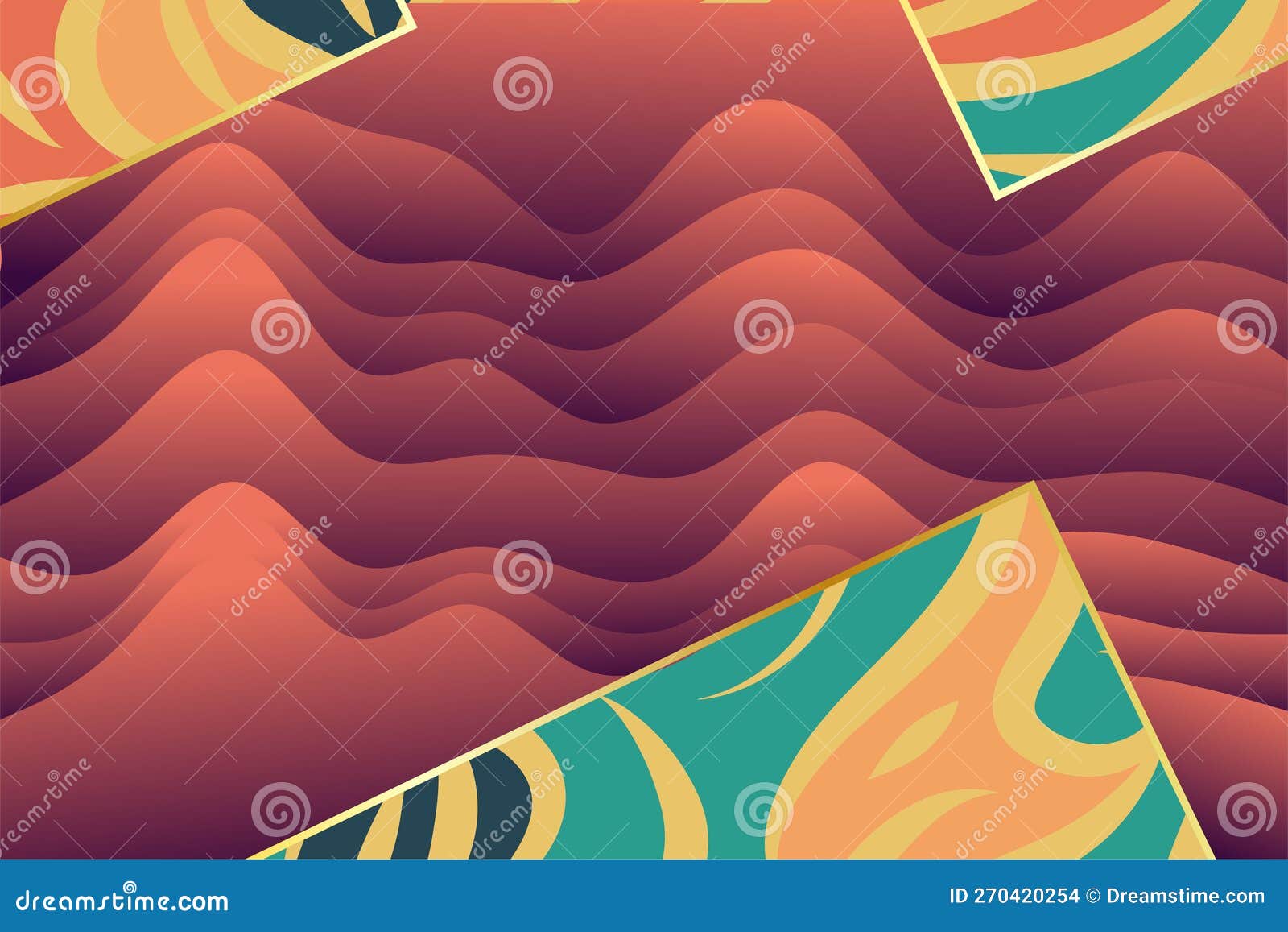 Abstract Background with Wave of Gradient Color Bars and Rectangular ...