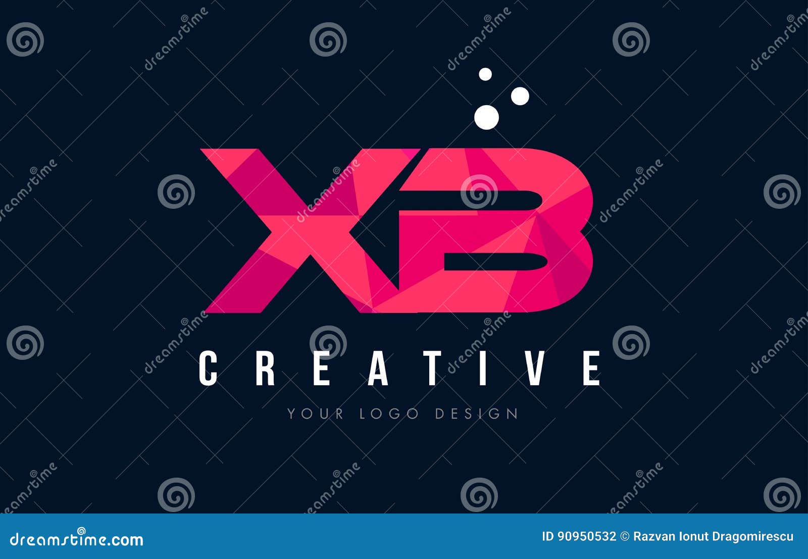 XB X B Letter Logo with Purple Low Poly Pink Triangles Concept Stock ...