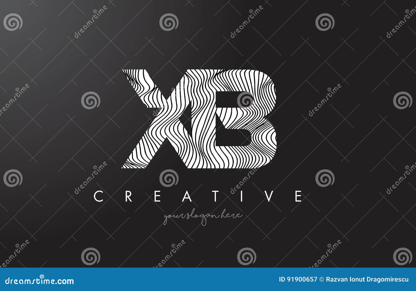 XB X B Letter Logo with Zebra Lines Texture Design Vector. Stock Vector ...
