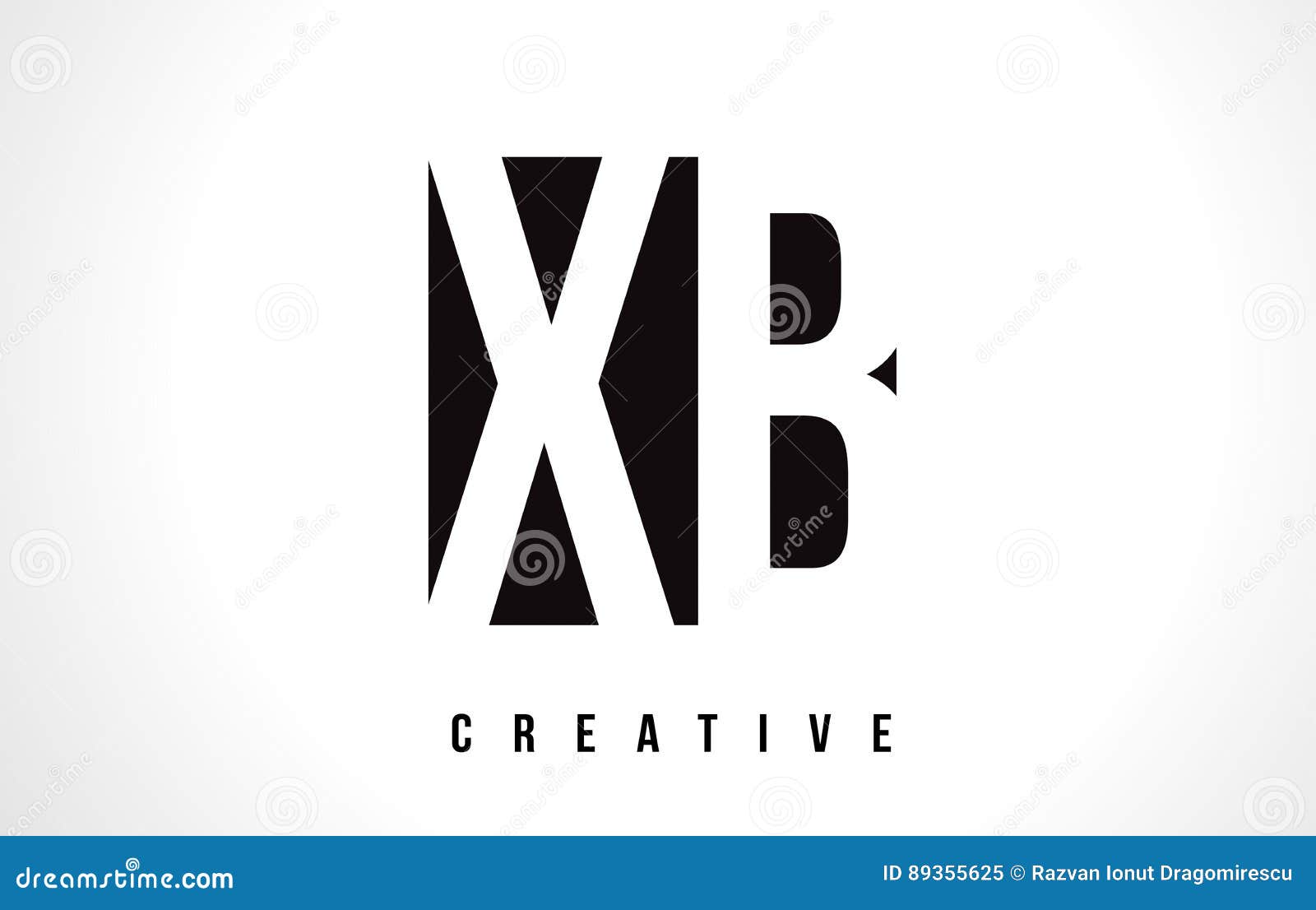 XB X B White Letter Logo Design with Black Square. Stock Vector ...