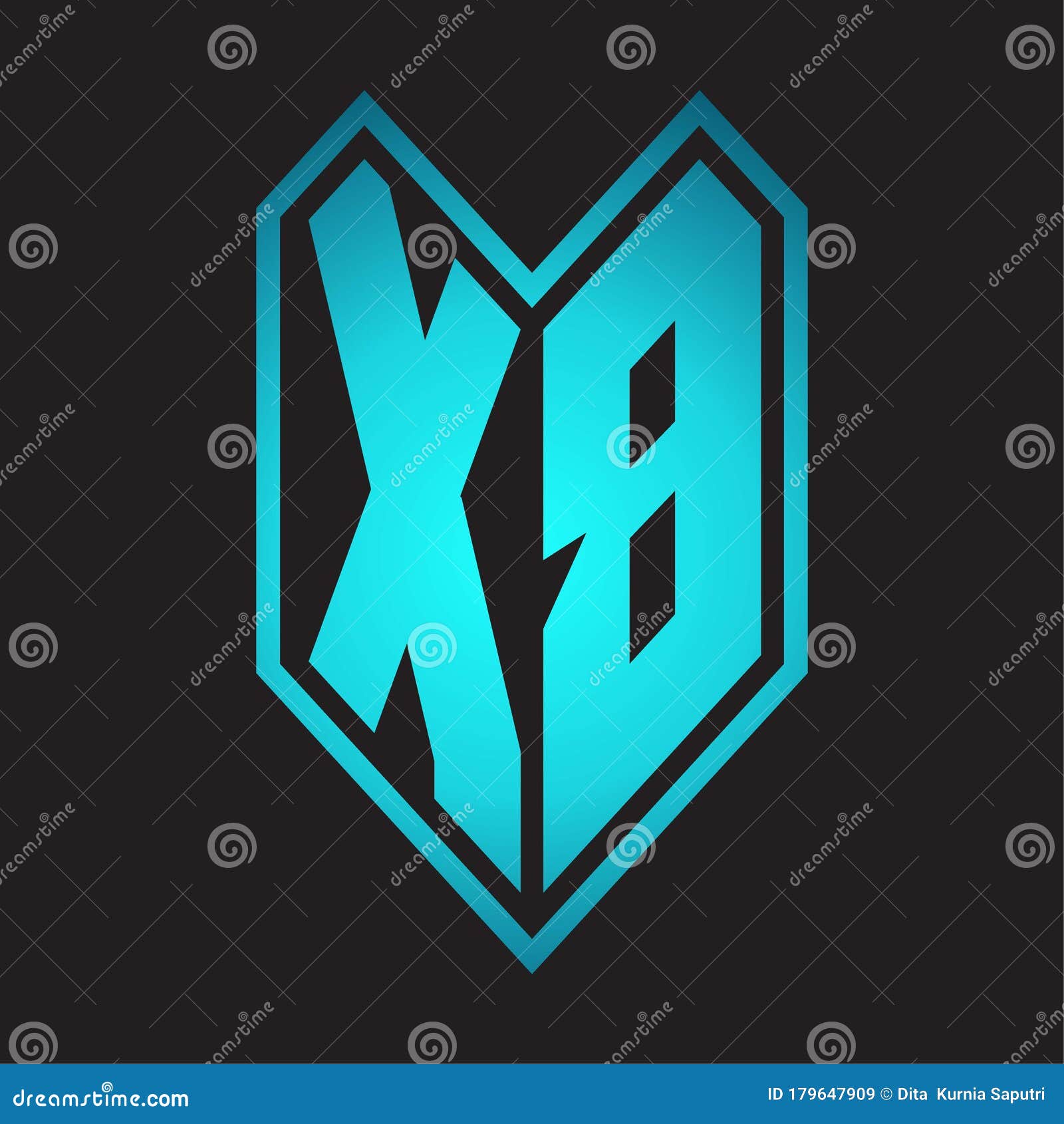 XB Logo Monogram with Emblem Line Style Isolated on Blue Gradient ...