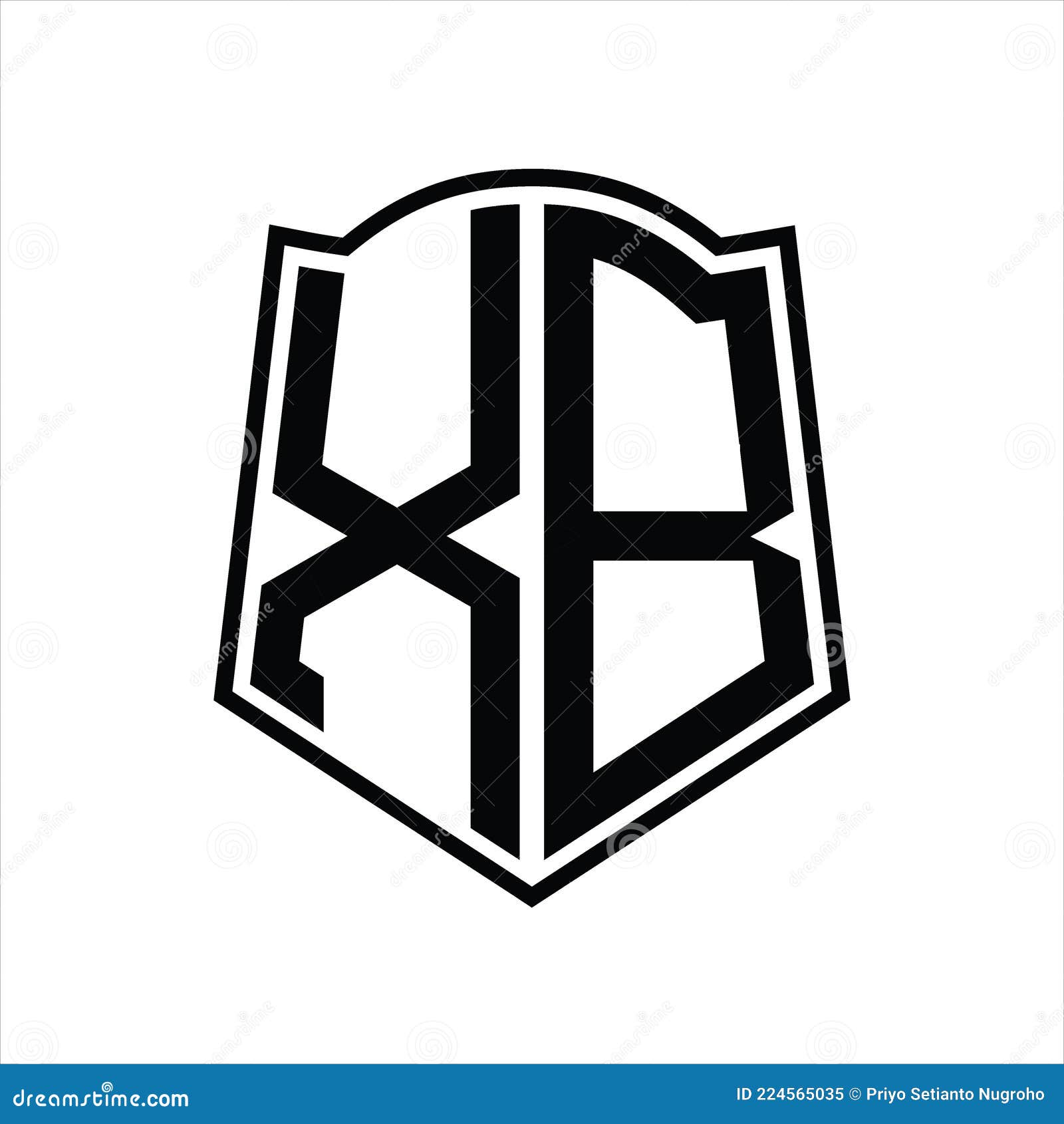 XB Logo Monogram with Shield Shape Outline Design Template Stock Vector ...