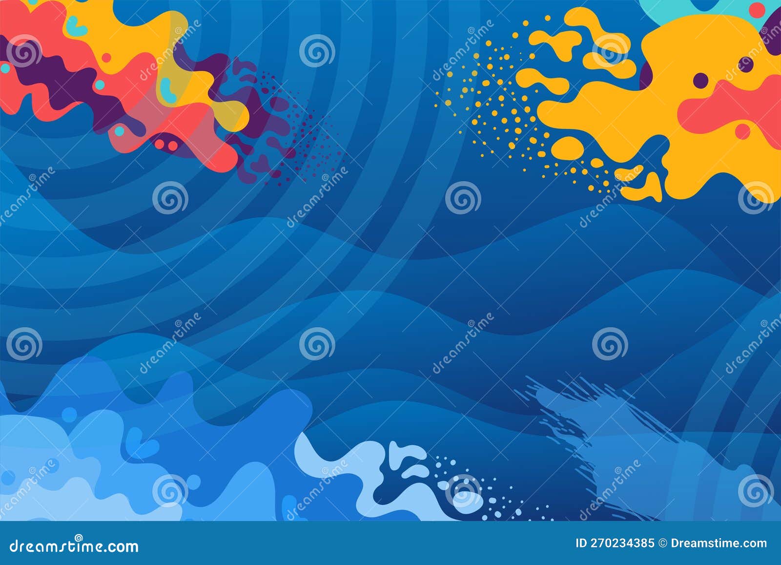 Abstract Background with Wave Shapes and Color Splatter Ornament. Stock ...