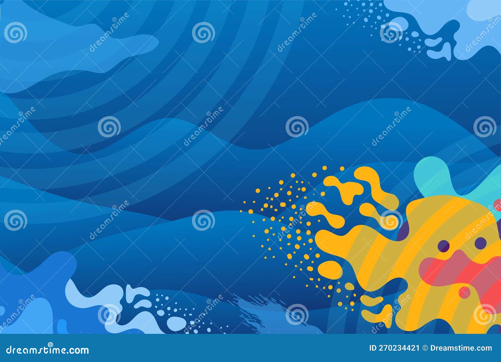 Abstract Background with Wave Shapes and Color Splatter Ornament. Stock ...