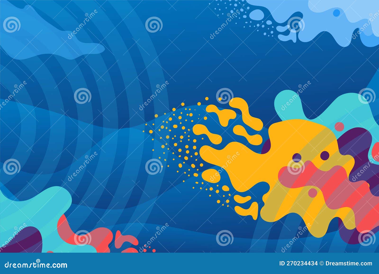 Abstract Background with Wave Shapes and Color Splatter Ornament. Stock ...
