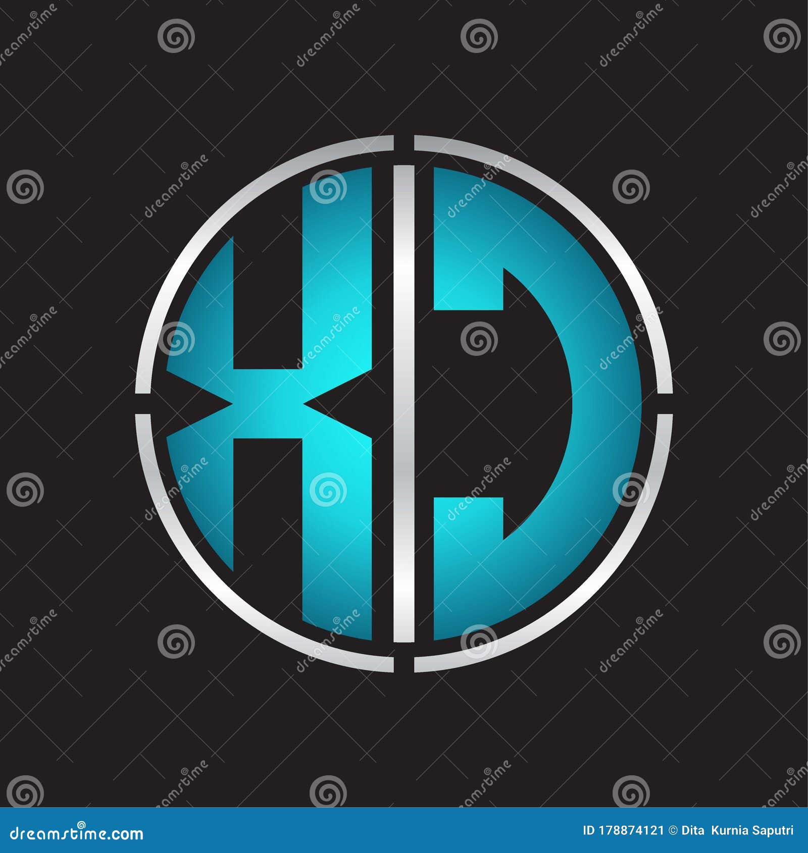 XC Logo Initial with Circle Line Cut Design Template on Blue Colors ...