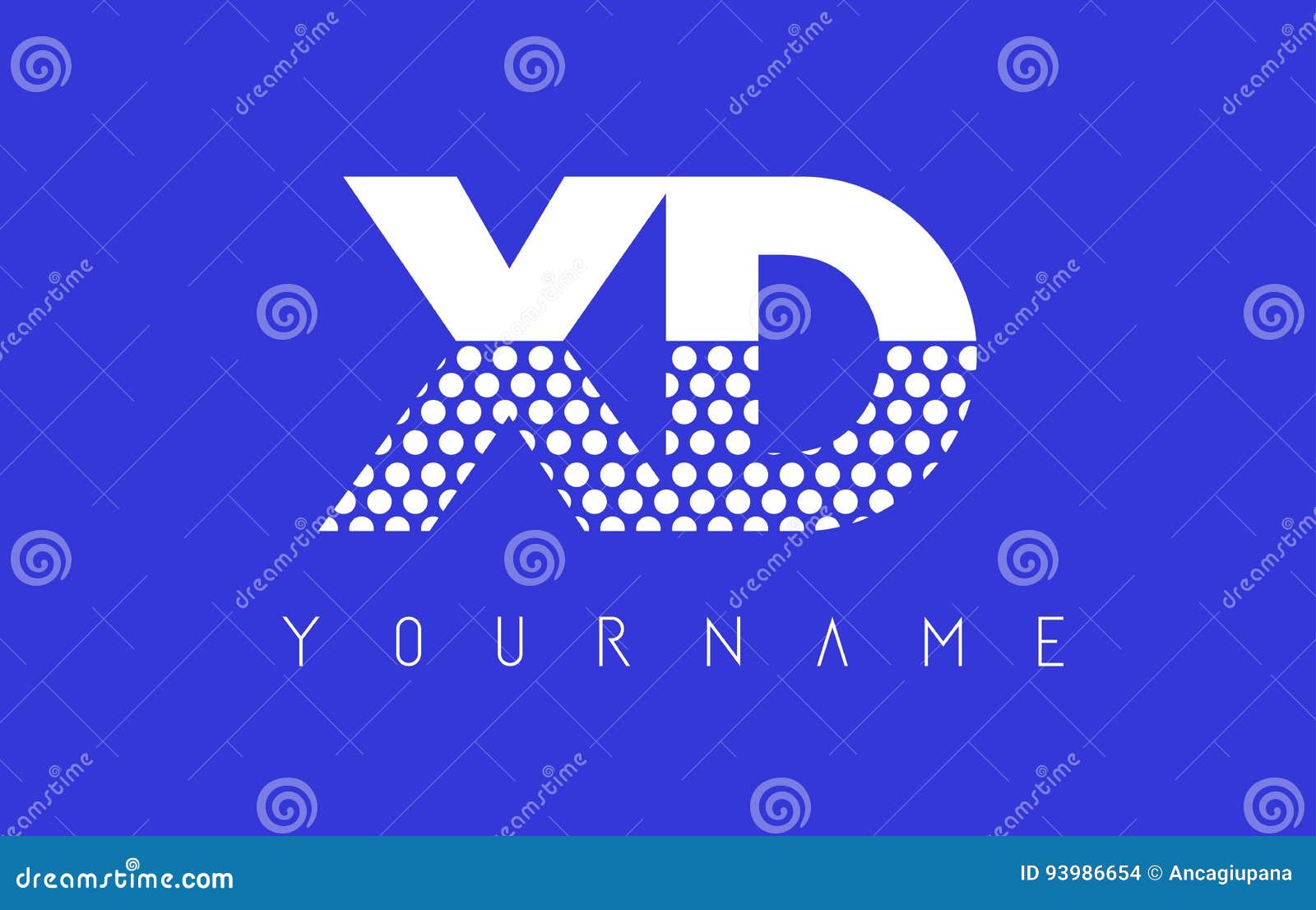 XD X D Dotted Letter Logo Design with Blue Background. Stock Vector ...