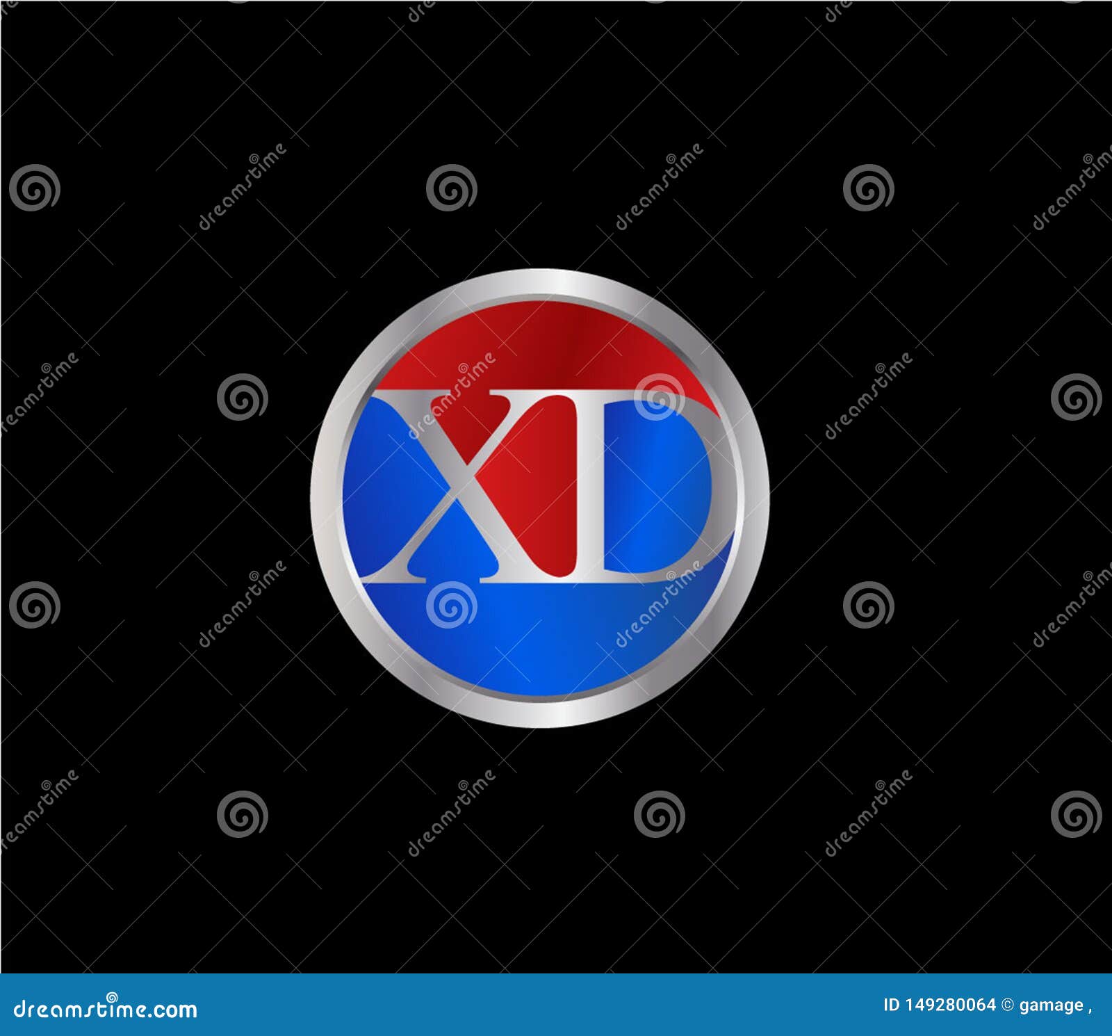 XD Initial Circle Shape Silver Red Blue Color Later Logo Design Stock ...