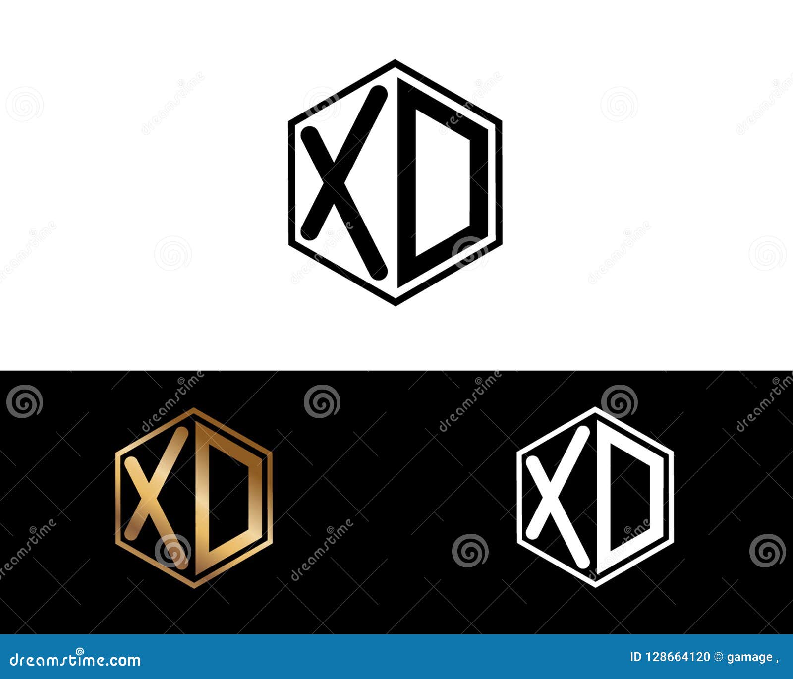 XD Letters Linked with Hexagon Shape Logo Stock Vector - Illustration ...
