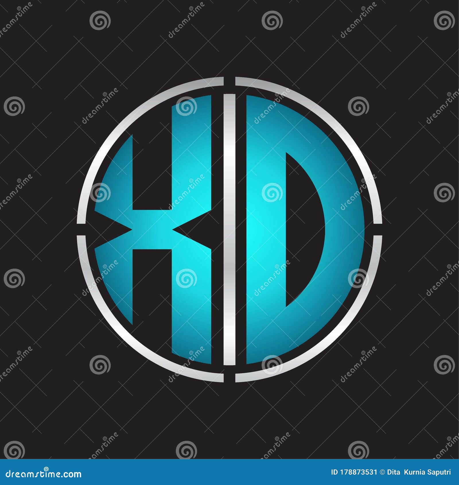 XD Logo Initial with Circle Line Cut Design Template on Blue Colors ...