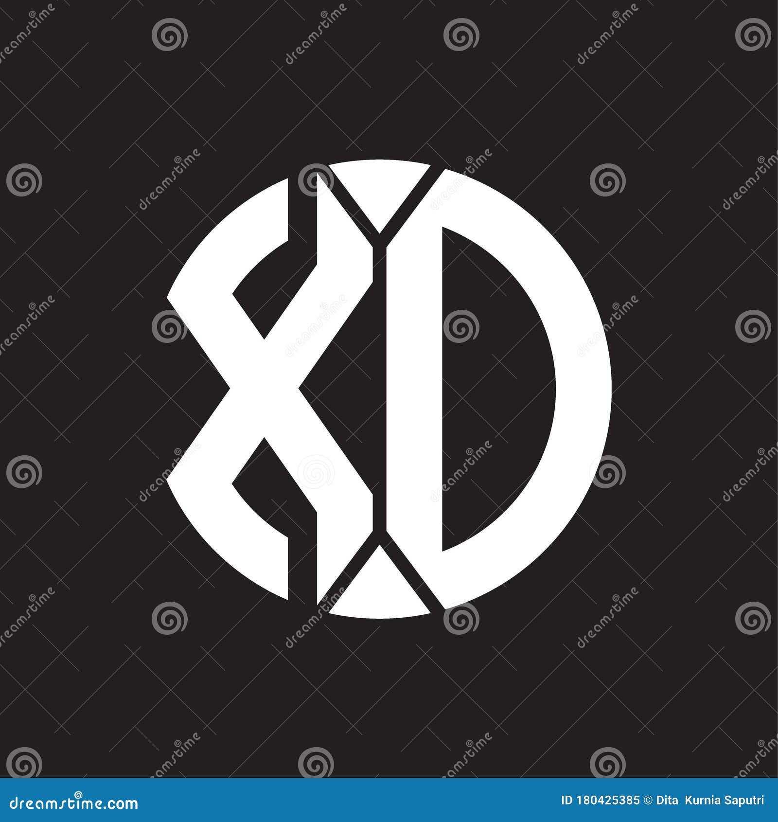 XD Logo Monogram with Piece Circle Ribbon Style Stock Illustration ...