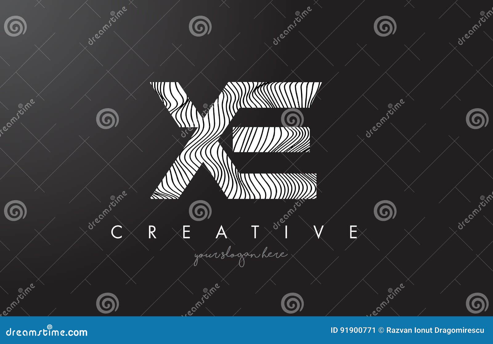 XE X E Letter Logo with Zebra Lines Texture Design Vector. Stock Vector ...