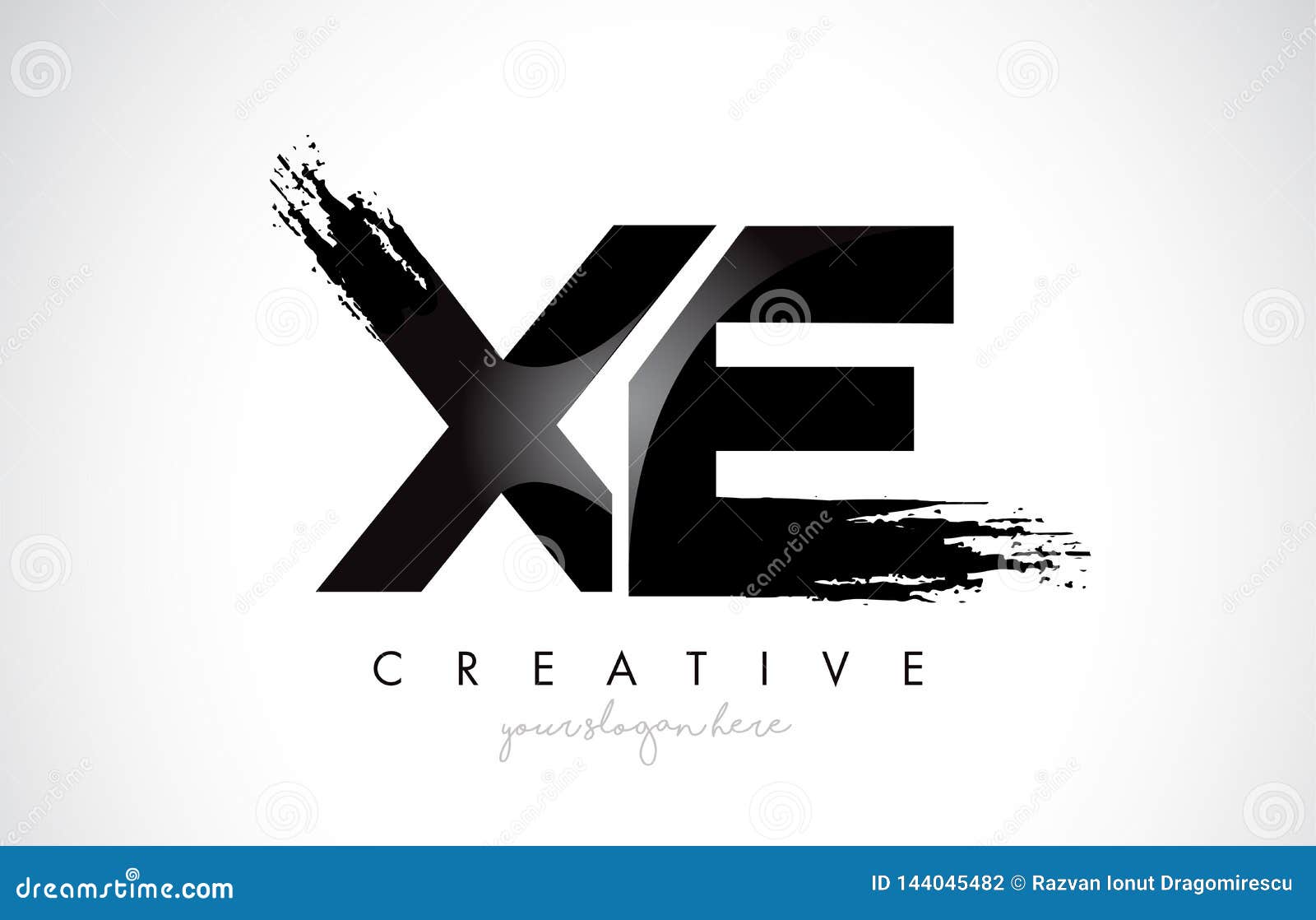 XE Letter Design with Brush Stroke and Modern 3D Look Stock Vector ...