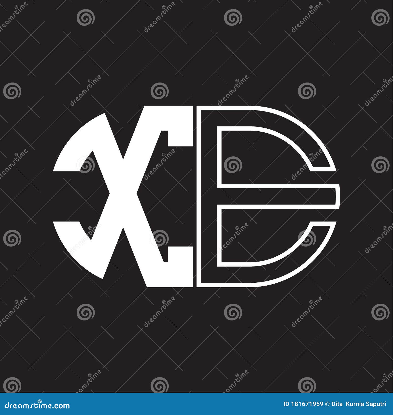 XE Letter Logo Monogram with Oval Shape Negative Space Design Template ...