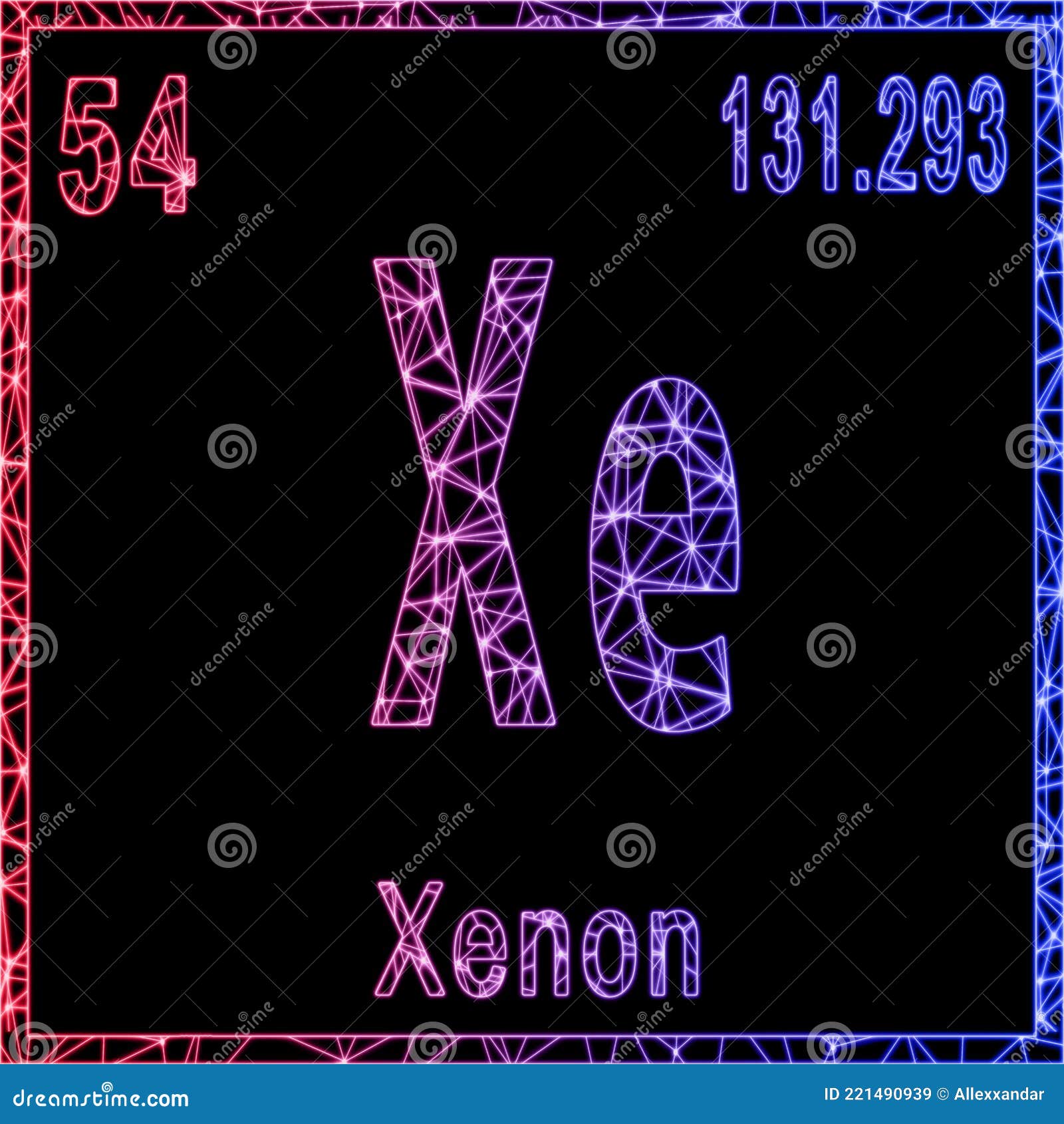Xenon Chemical Element, Sign with Atomic Number and Atomic Weight Stock ...