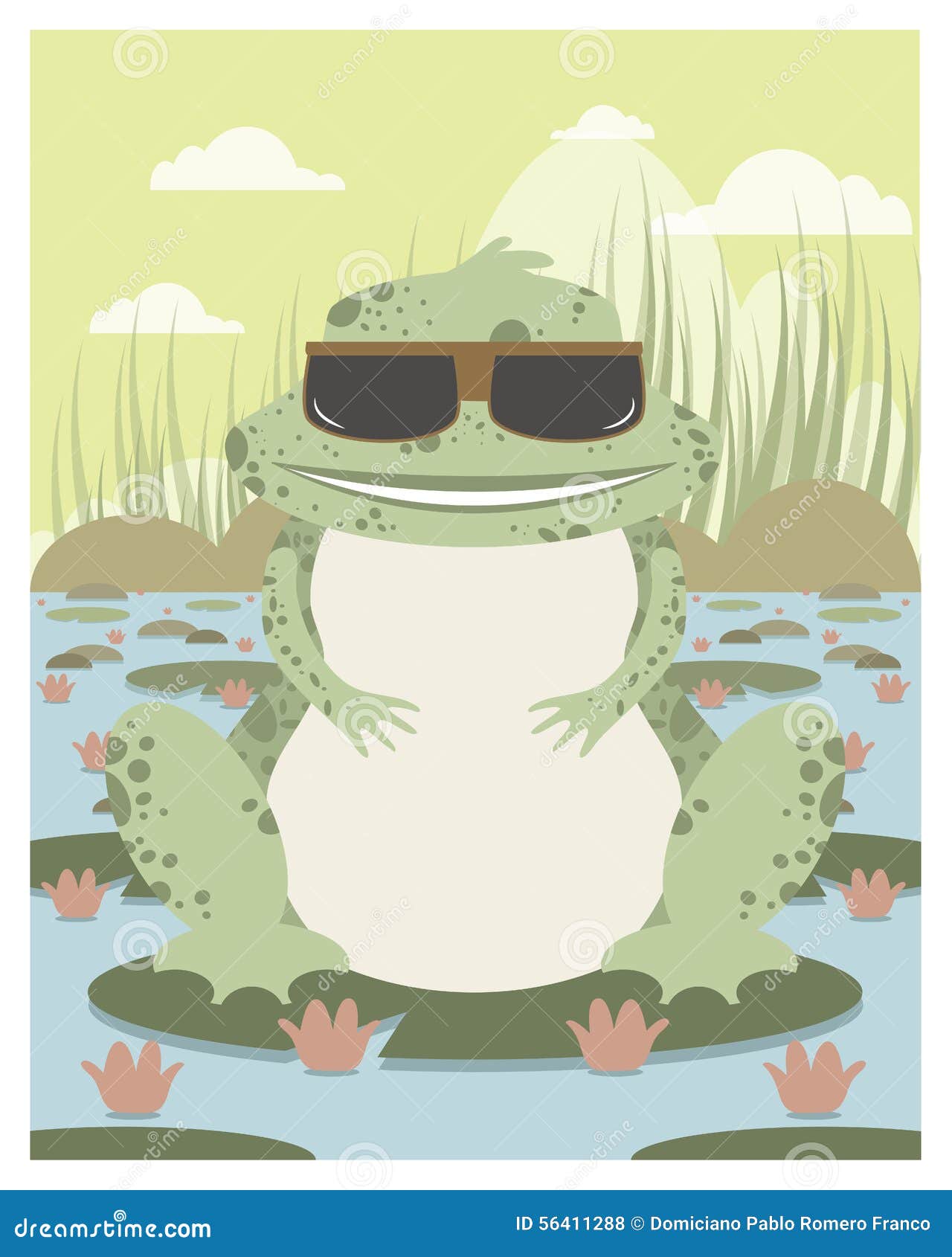 Xenopus with Sunglasses in a Pond Stock Vector - Illustration of leap ...