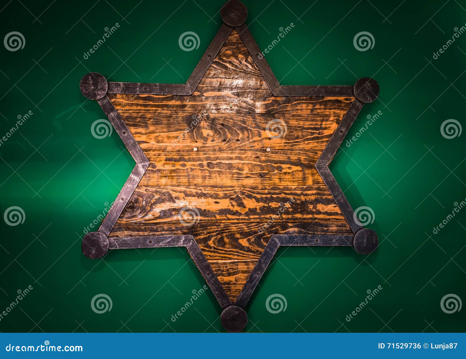 Xerife de madeira Star foto de stock. Imagem de emblema - 71529736