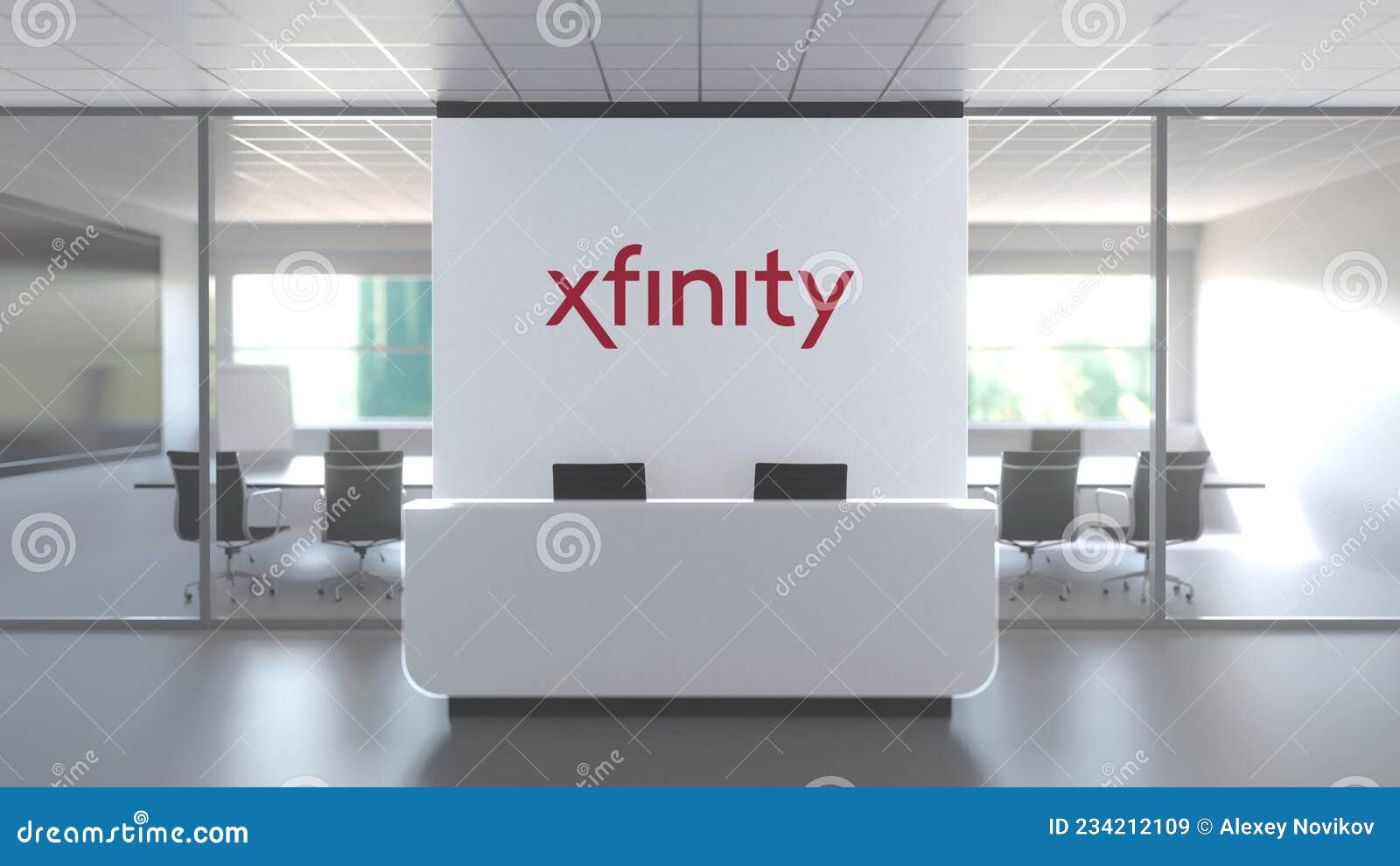 XFINITY Logo Above Reception Desk in the Modern Office, Editorial ...