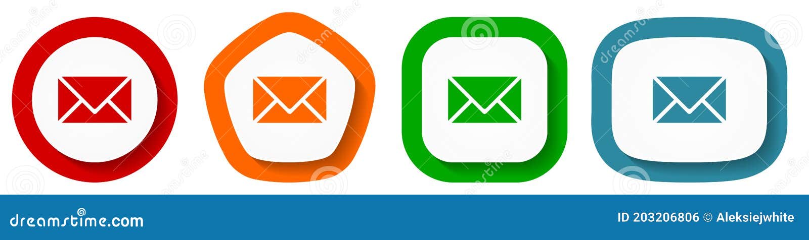 Set of Flat Design Vector Email Icons, Message Symbol Illustration in ...
