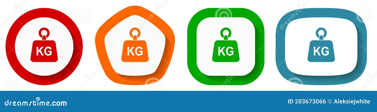 Set of Flat Design Vector Kg Icons, Kilogram Symbol Illustration in Eps ...