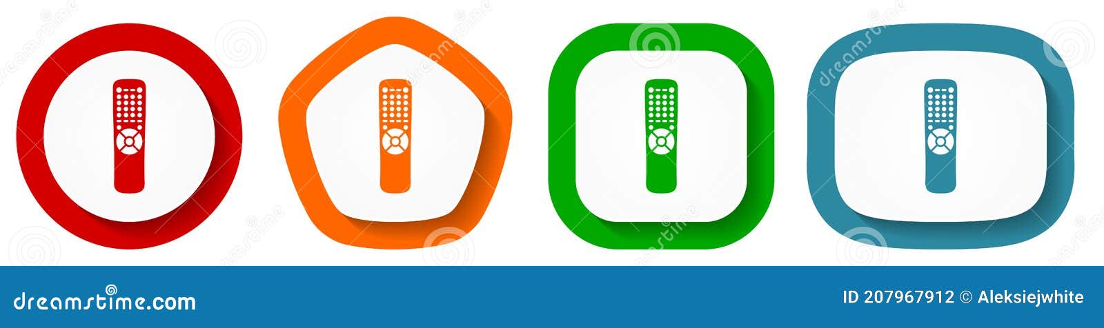 Tv Remote Control, Television Vector Icon Set, Flat Design Buttons on ...