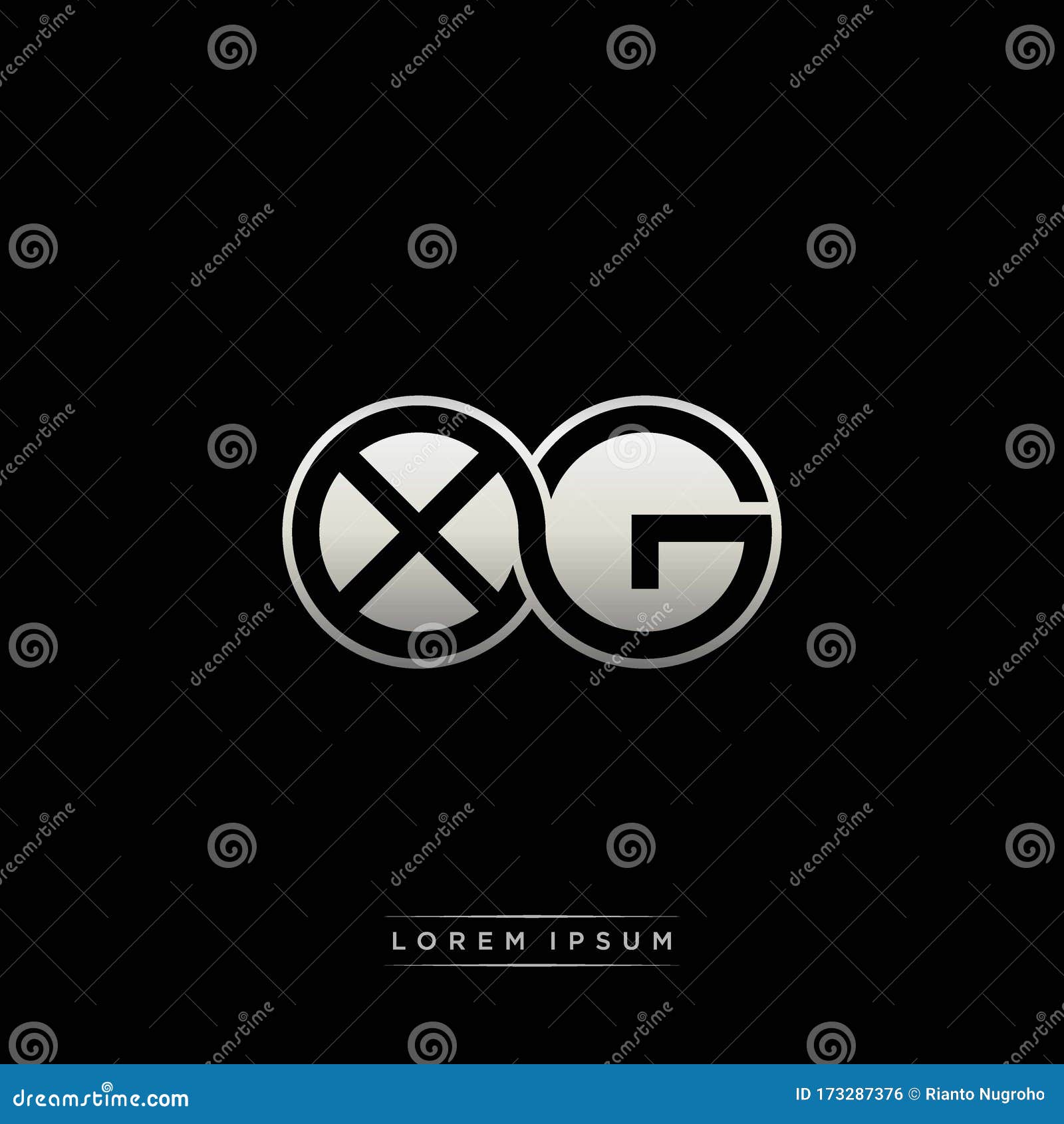 XG Initial Letter Linked Circle Capital Monogram Logo Modern Template Silver Color Version Stock ...