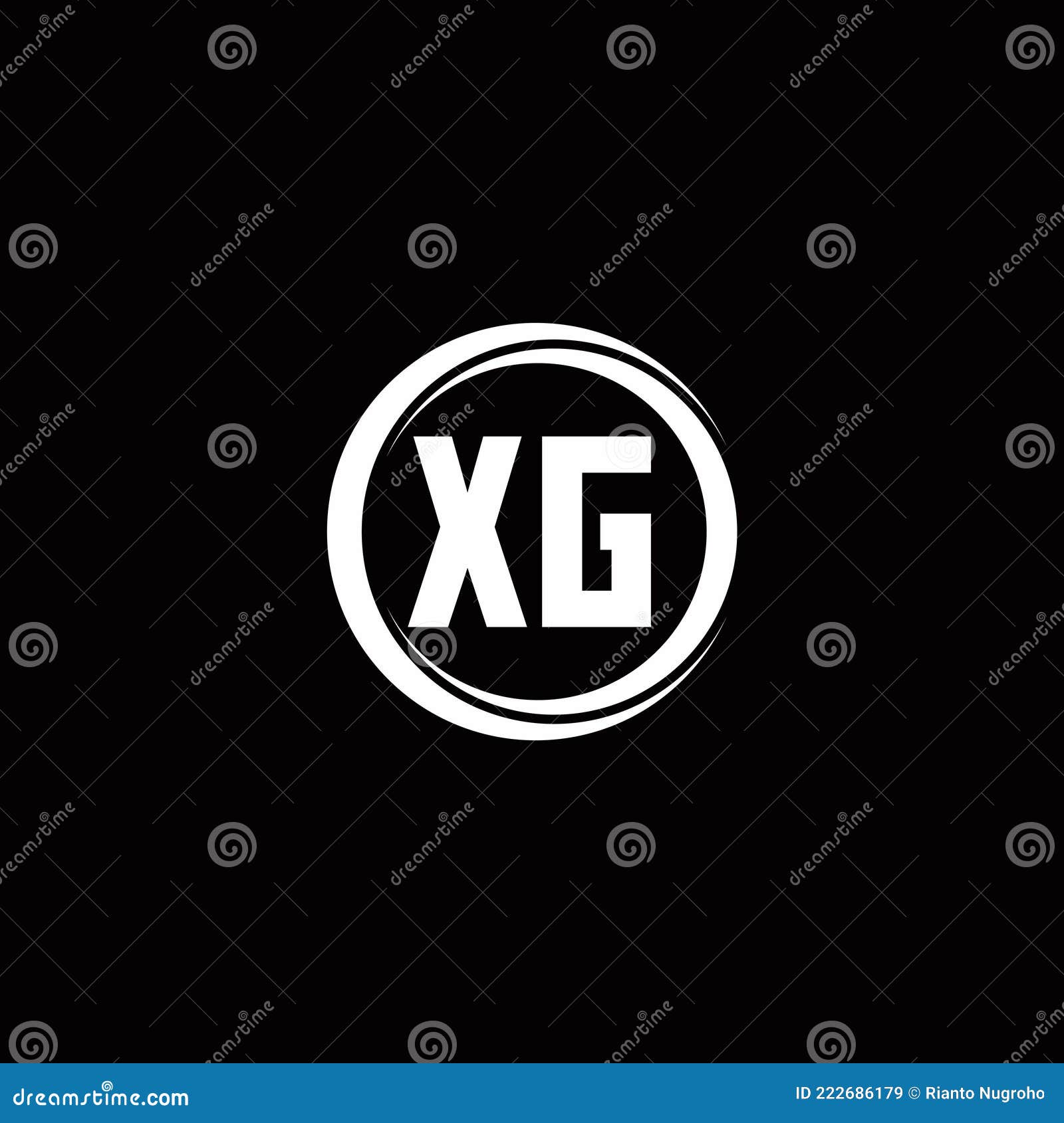XG Logo Initial Letter Monogram with Circle Slice Rounded Design ...