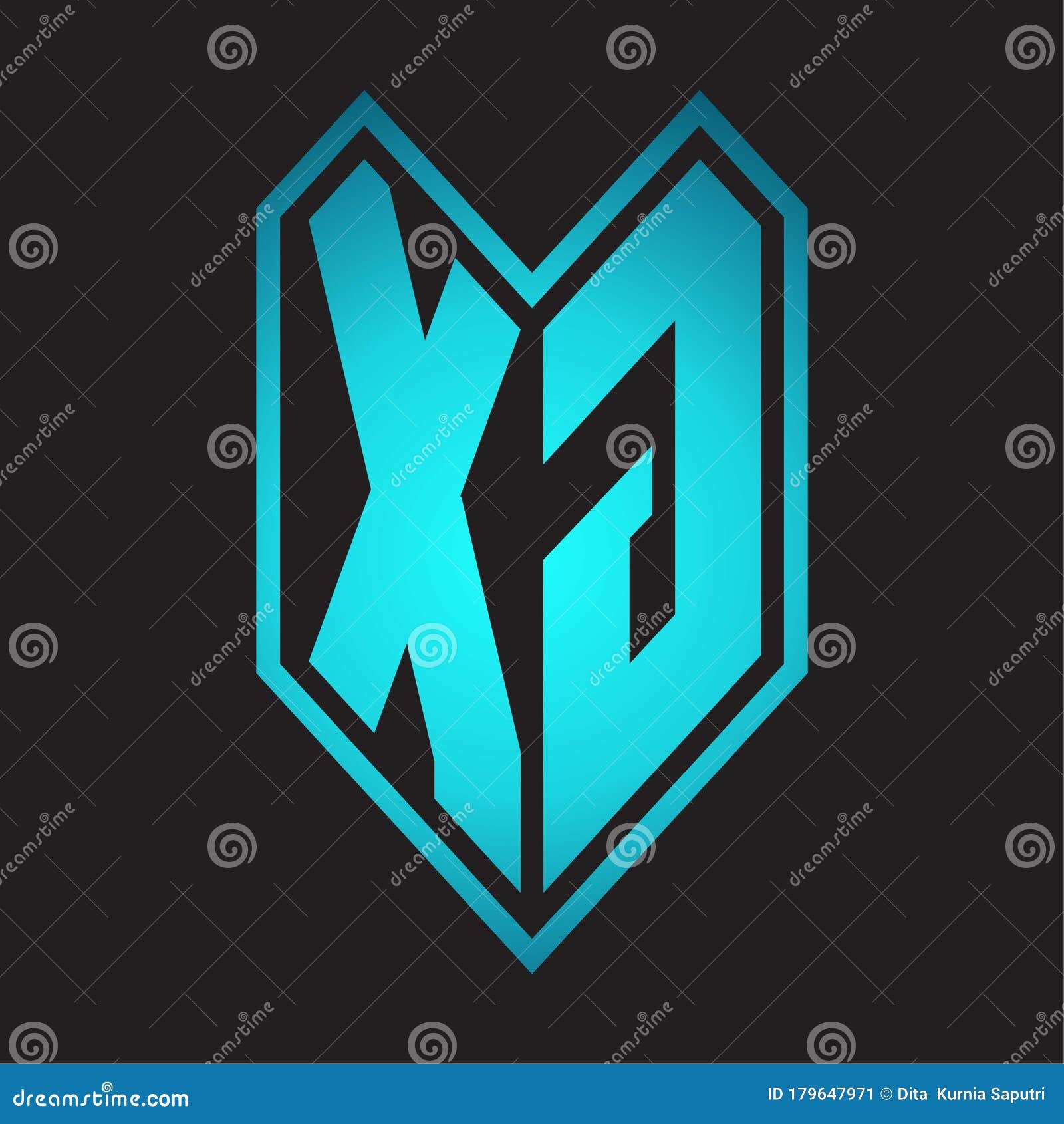 XG Logo Monogram with Emblem Line Style Isolated on Blue Gradient ...