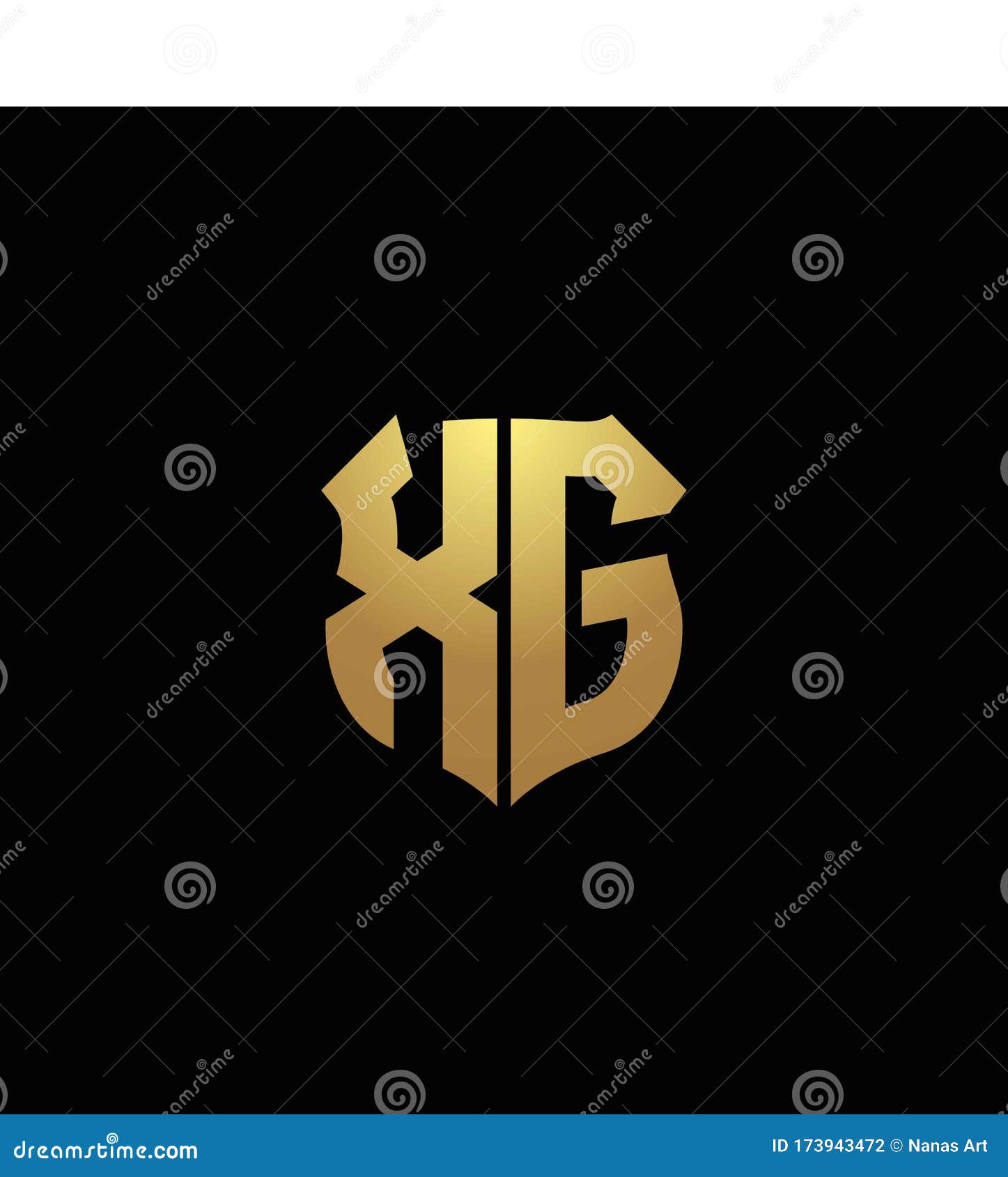 XG Logo Monogram with Gold Colors and Shield Shape Design Template ...