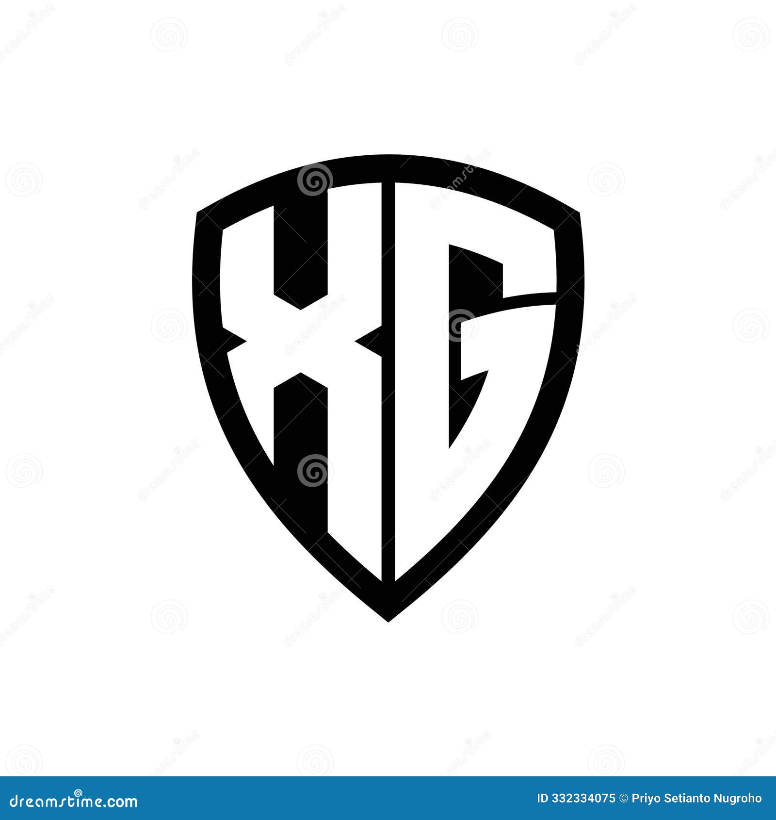 XG Monogram Logo with Bold Letters Shield Shape with Black and White ...
