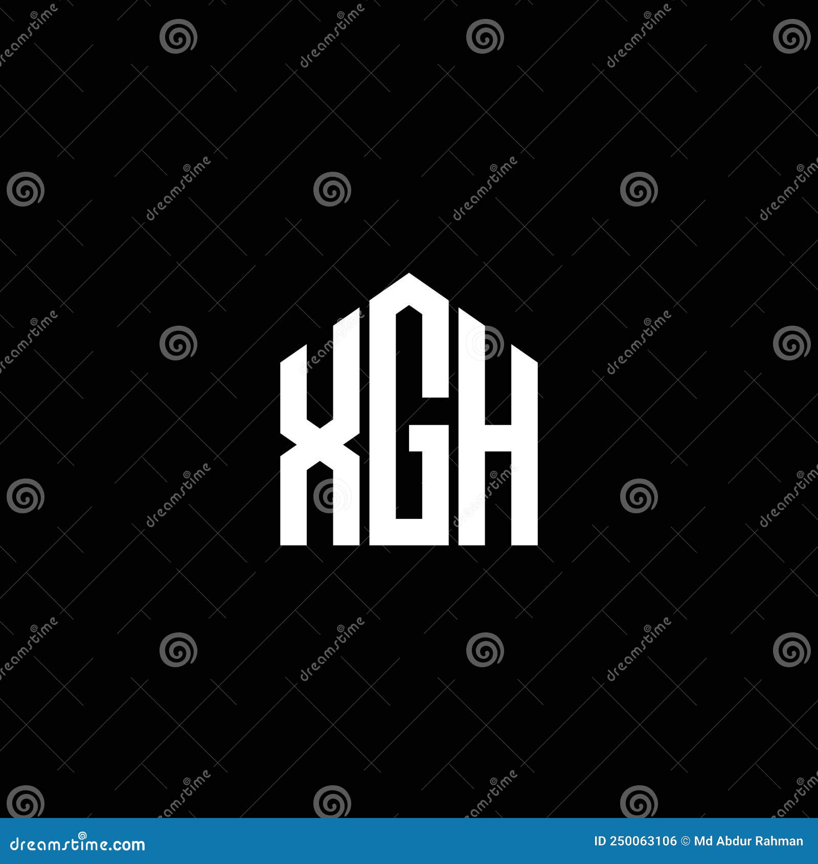 XGH Letter Logo Design on BLACK Background. XGH Creative Initials ...