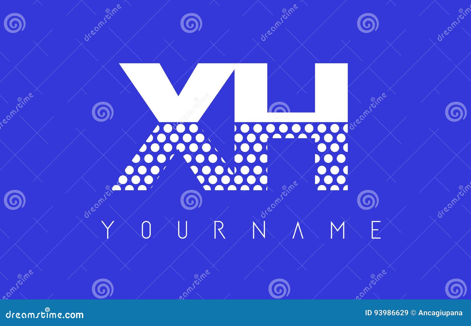 XH X H Dotted Letter Logo Design with Blue Background. Stock Vector ...