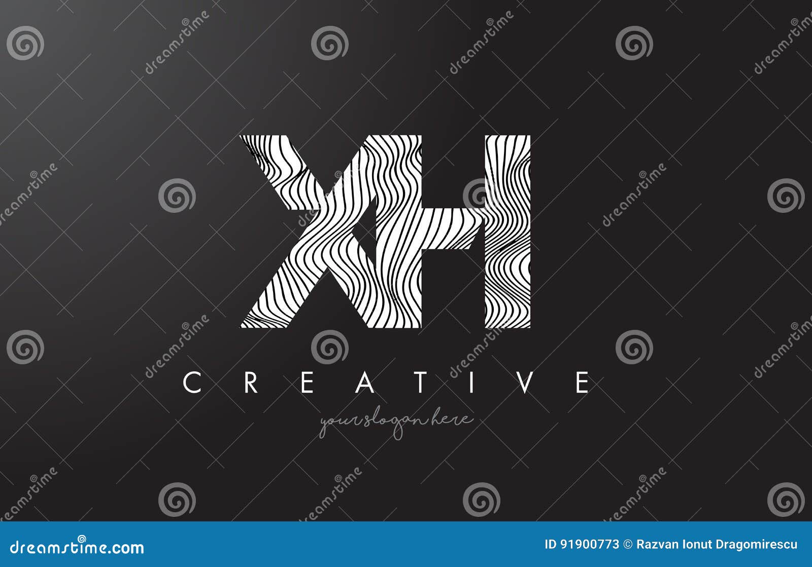 XH X H Letter Logo with Zebra Lines Texture Design Vector. Stock Vector ...