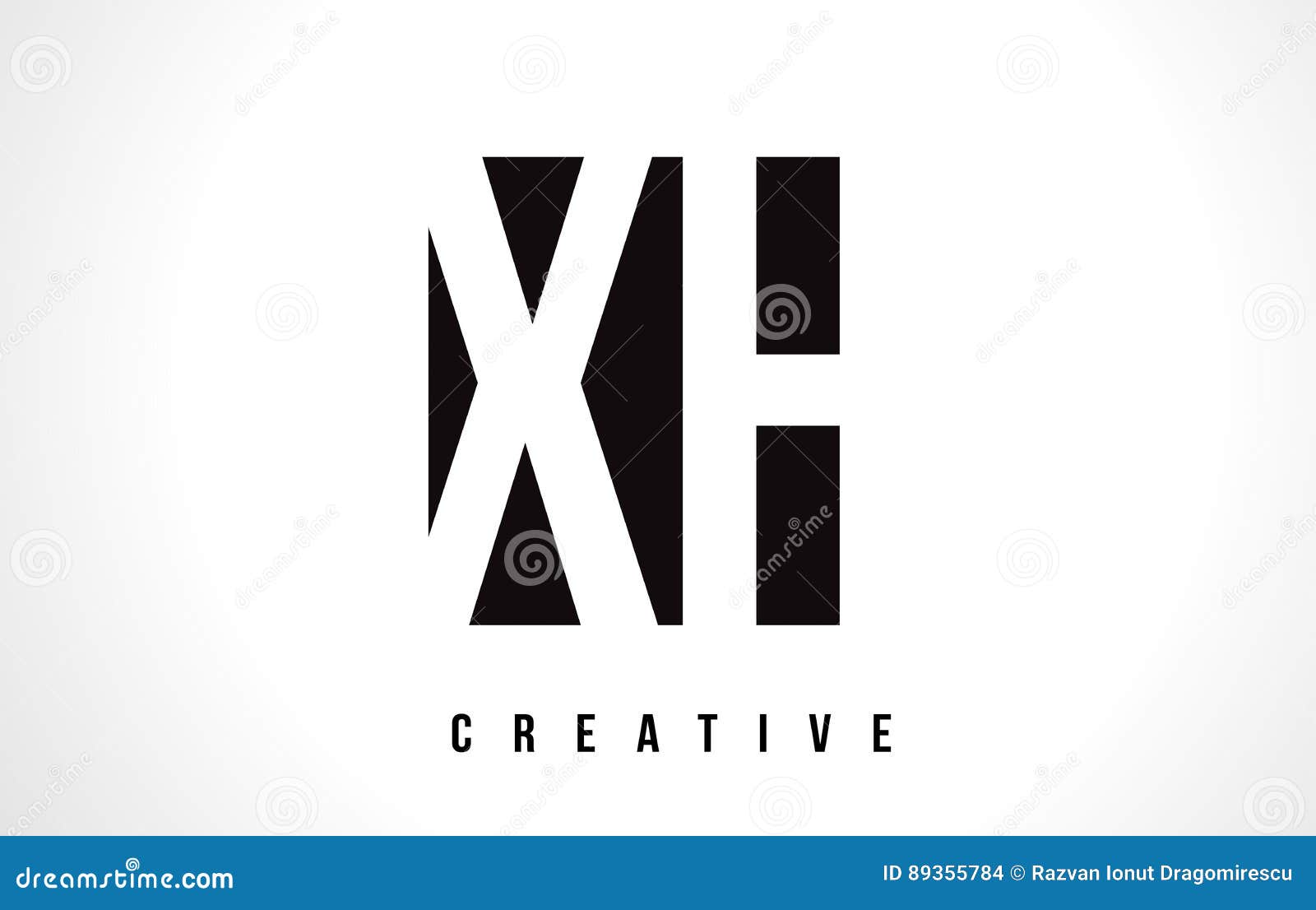 XH X H White Letter Logo Design with Black Square. Stock Vector ...