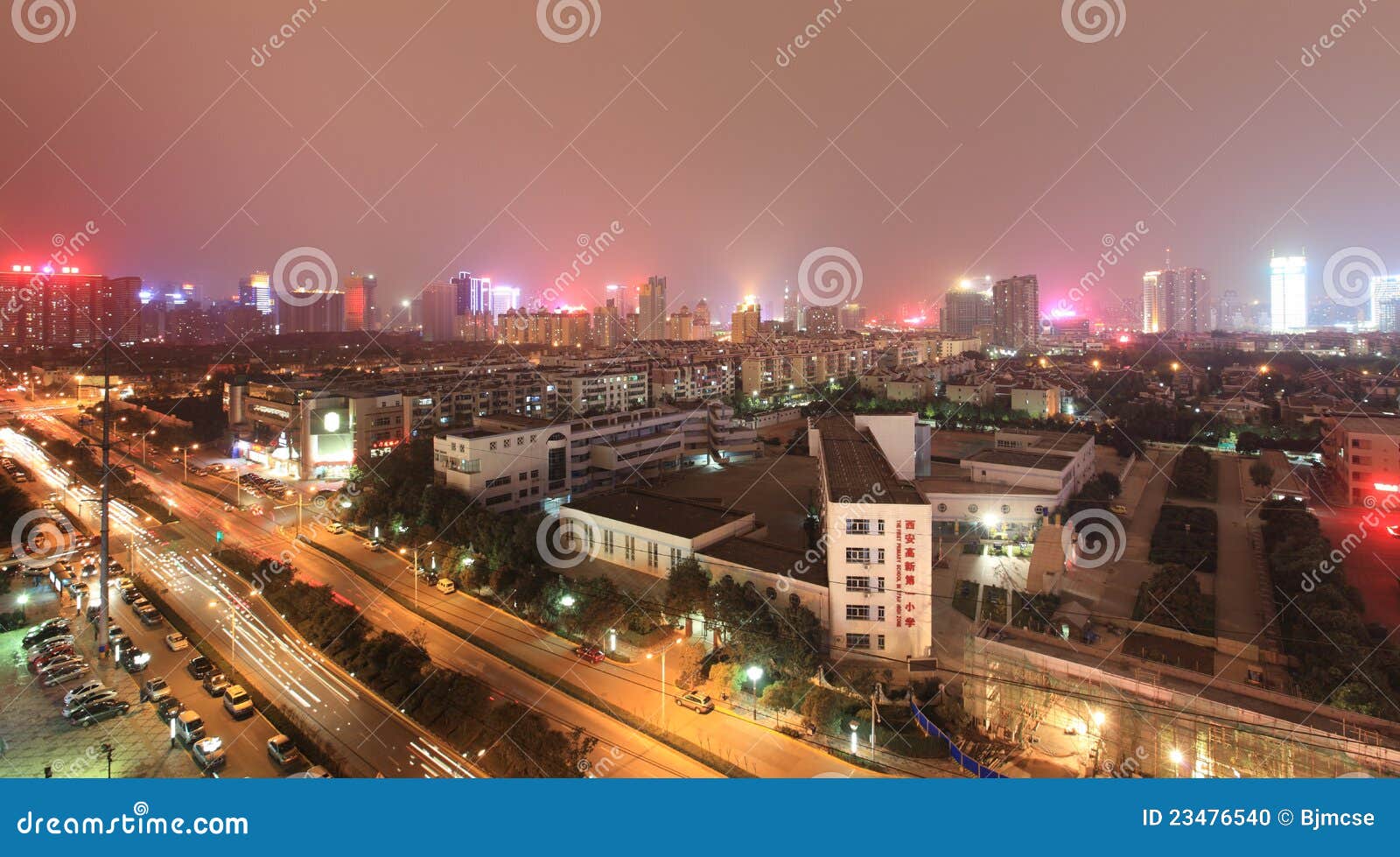 Xi-an city night editorial image. Image of light, city - 23476540