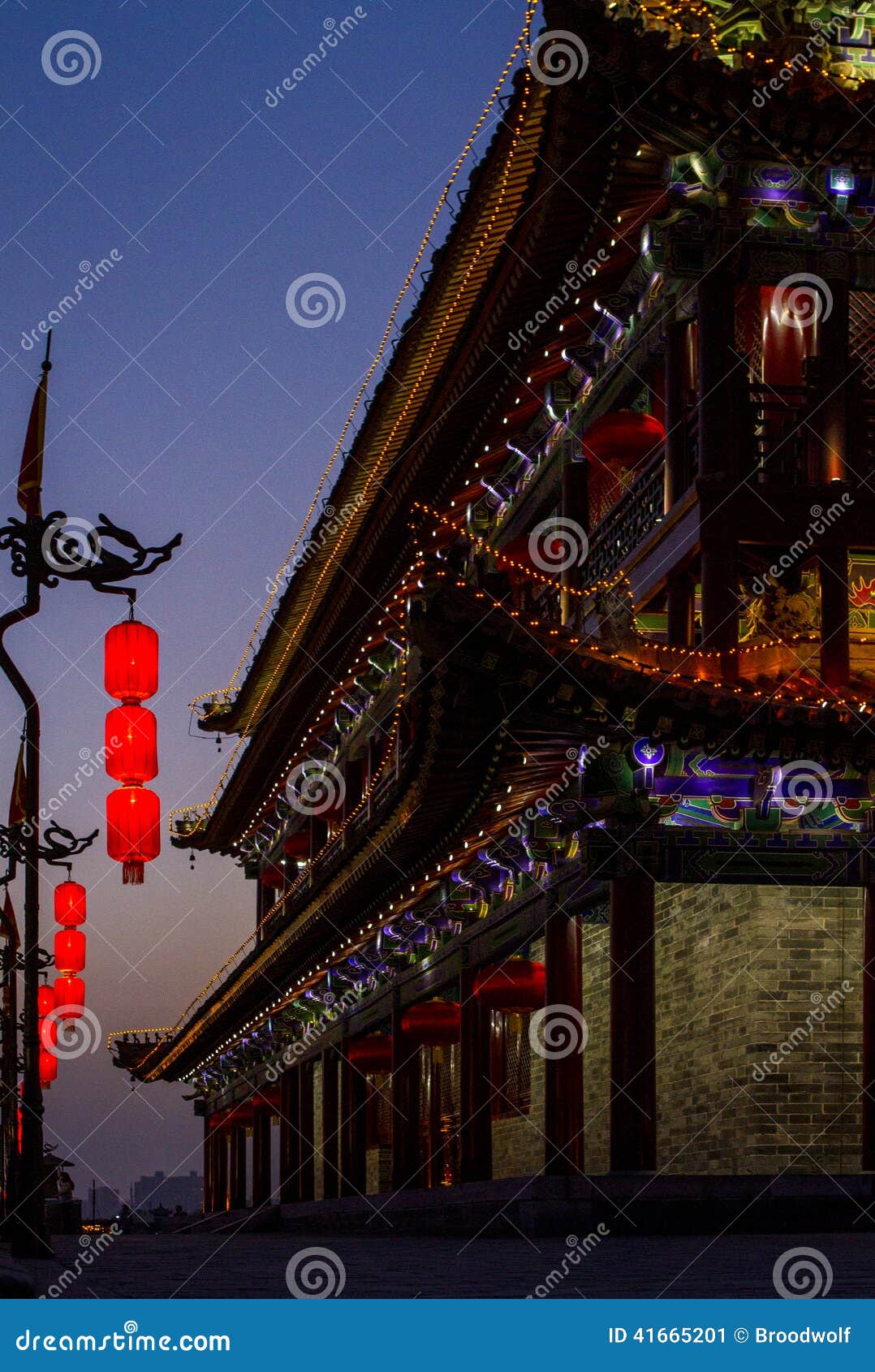Xi an city night scene stock image. Image of gate, ancient - 41665201