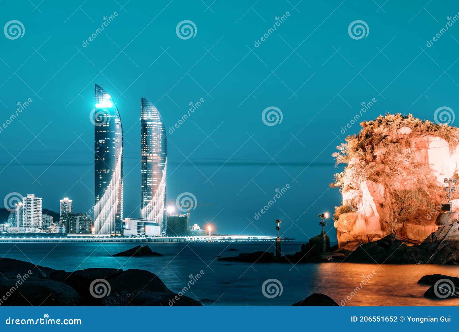 Night View of Urban Buildings in Siming District, Xiamen, Fujian, China ...