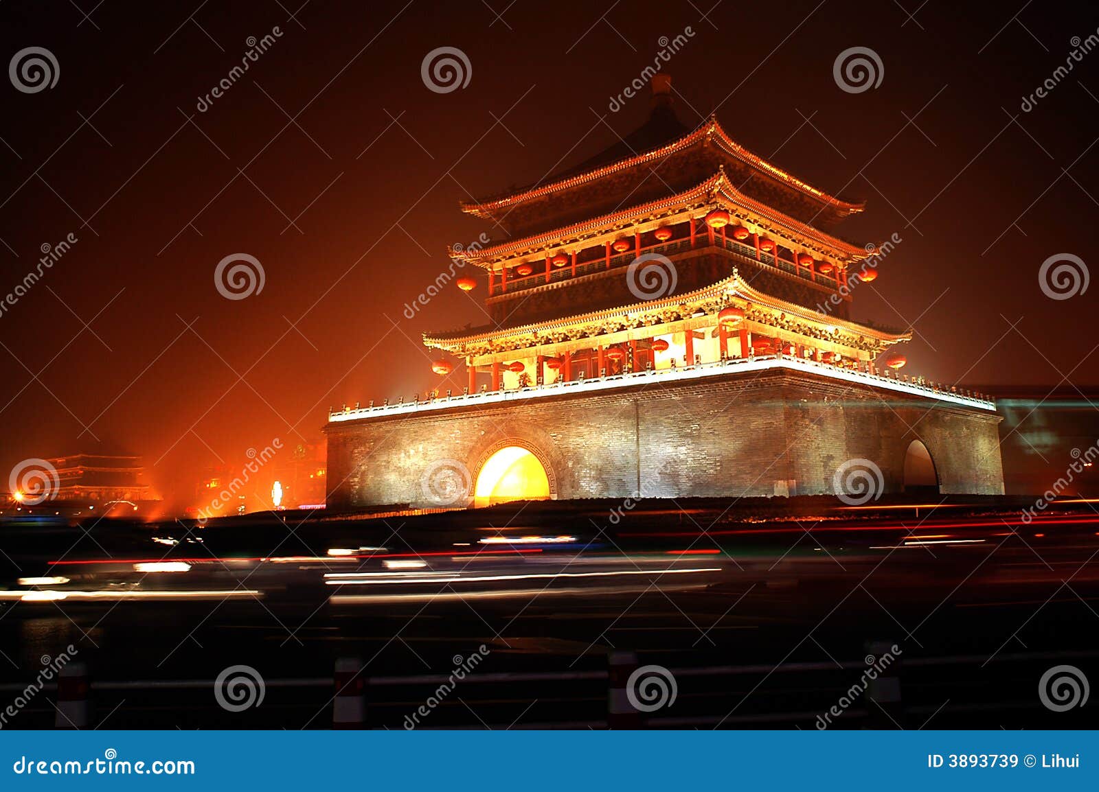 Xian Bell Tower Night Scenes Stock Image - Image of travel, xian: 3893739